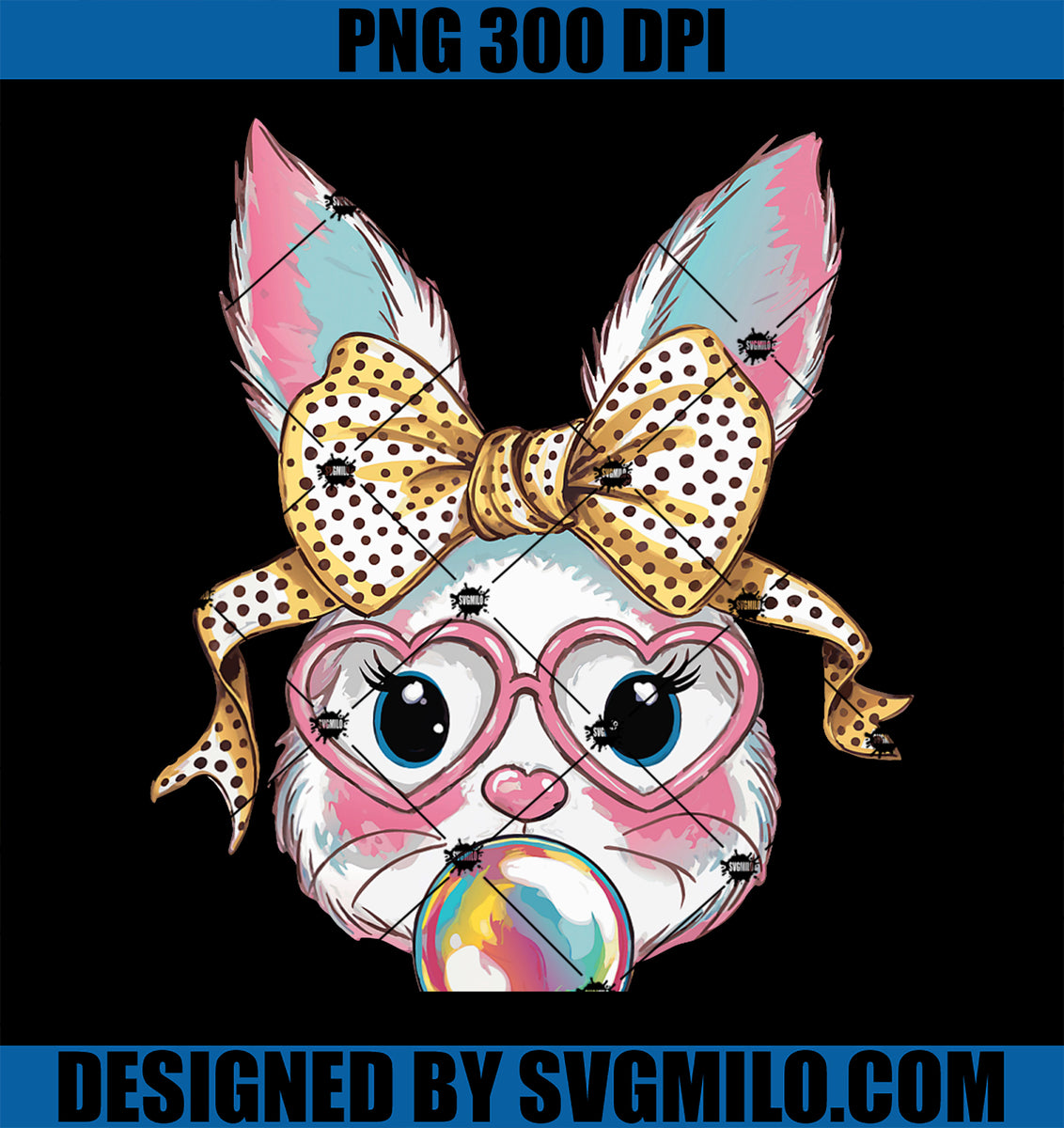 CuteBunnyRabbitFaceLeopardGlassesGirlPNG_HappyEasterDayPNGcopy ...