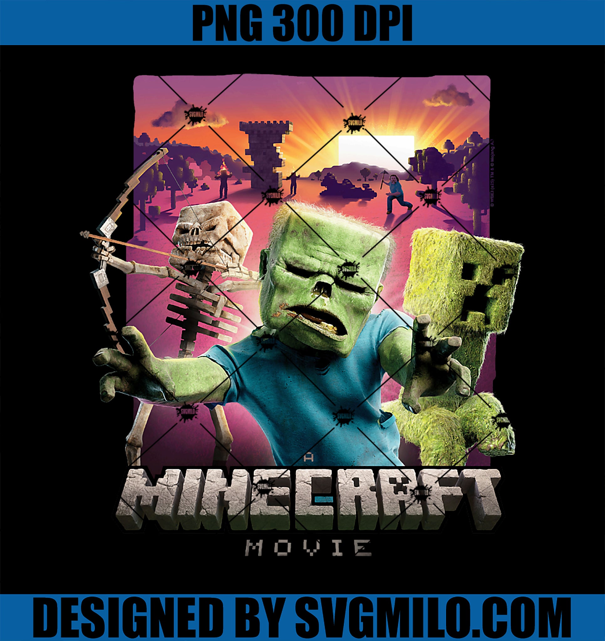 A Minecraft Movie Skeleton PNG, Zombie & Creeper Group Portrait PNG