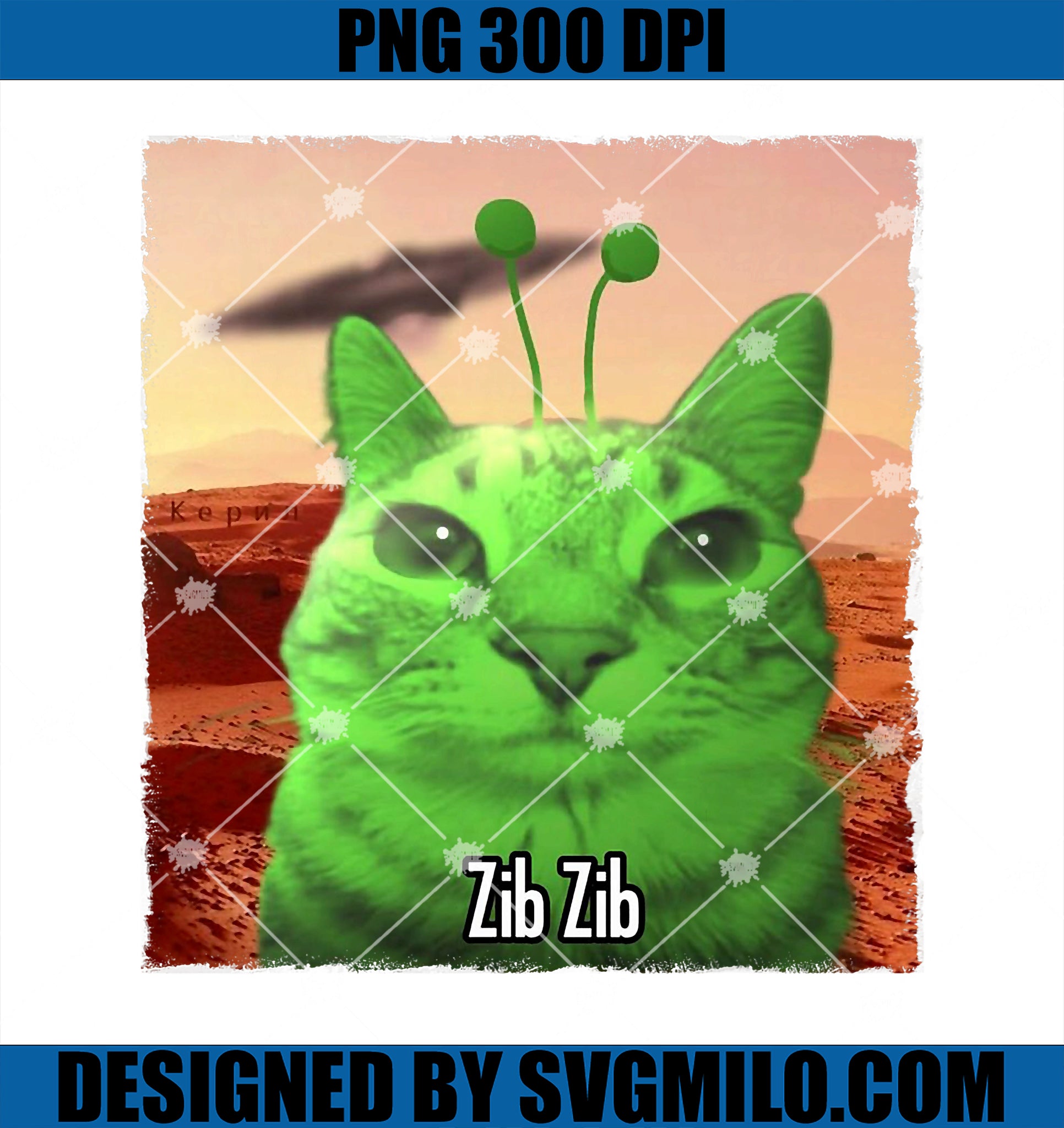 Alien Cat Meme Y2K PNG, Funny Space Kitty Zib Zib Gift PNG