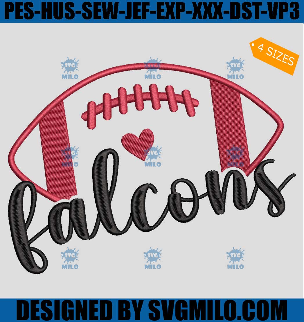Atlanta Falcons Embroidery Design, NFL Football Logo Embroidery File