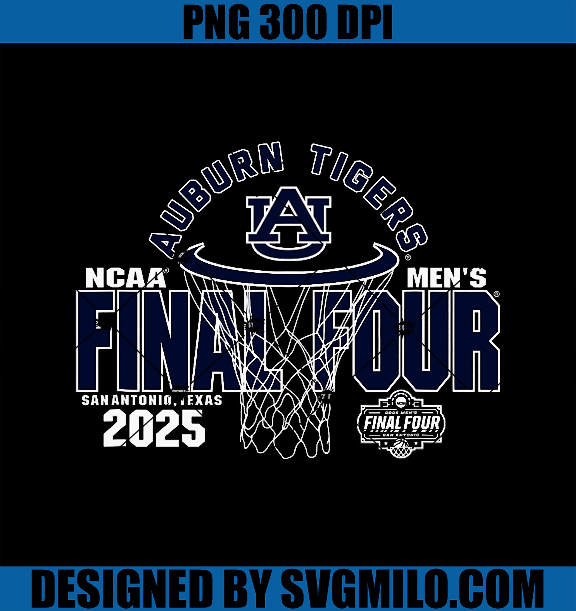 Auburn Tigers Final Four 2025 PNG, Men's Basketball Net Orange PNG