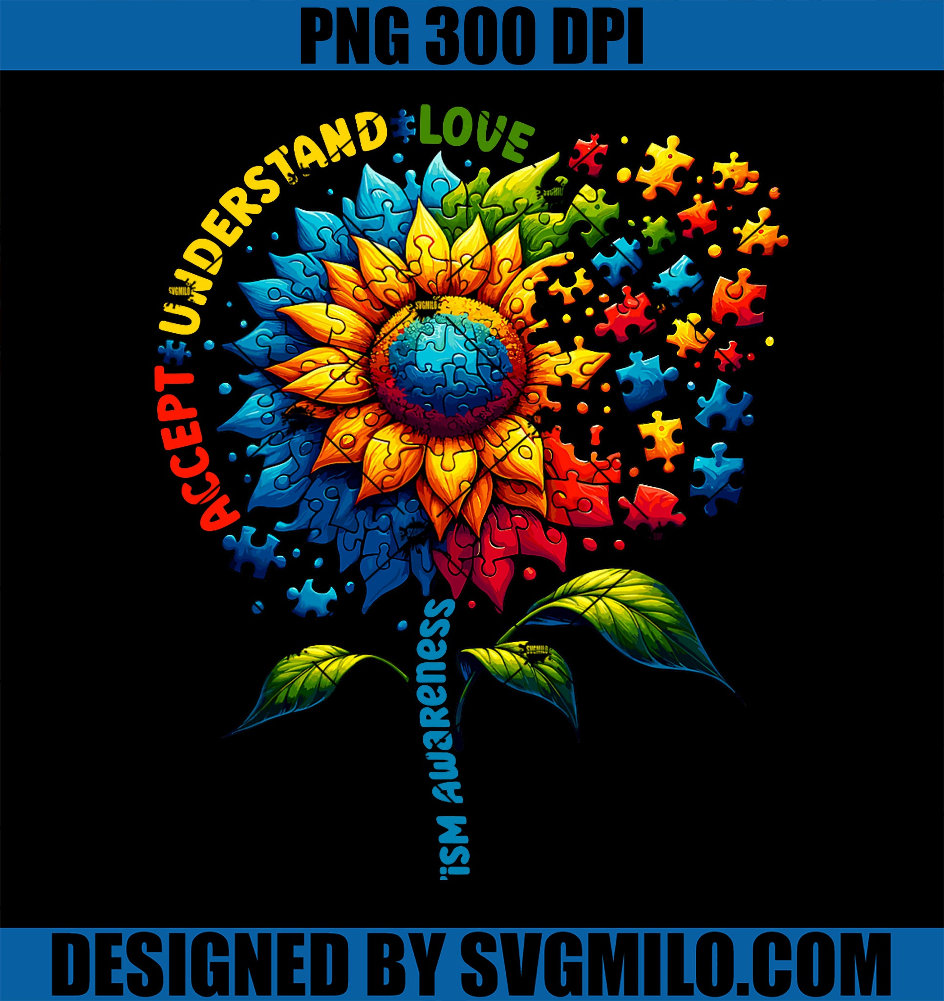Autism Awareness Sunflower PNG, Autism Sunflower PNG