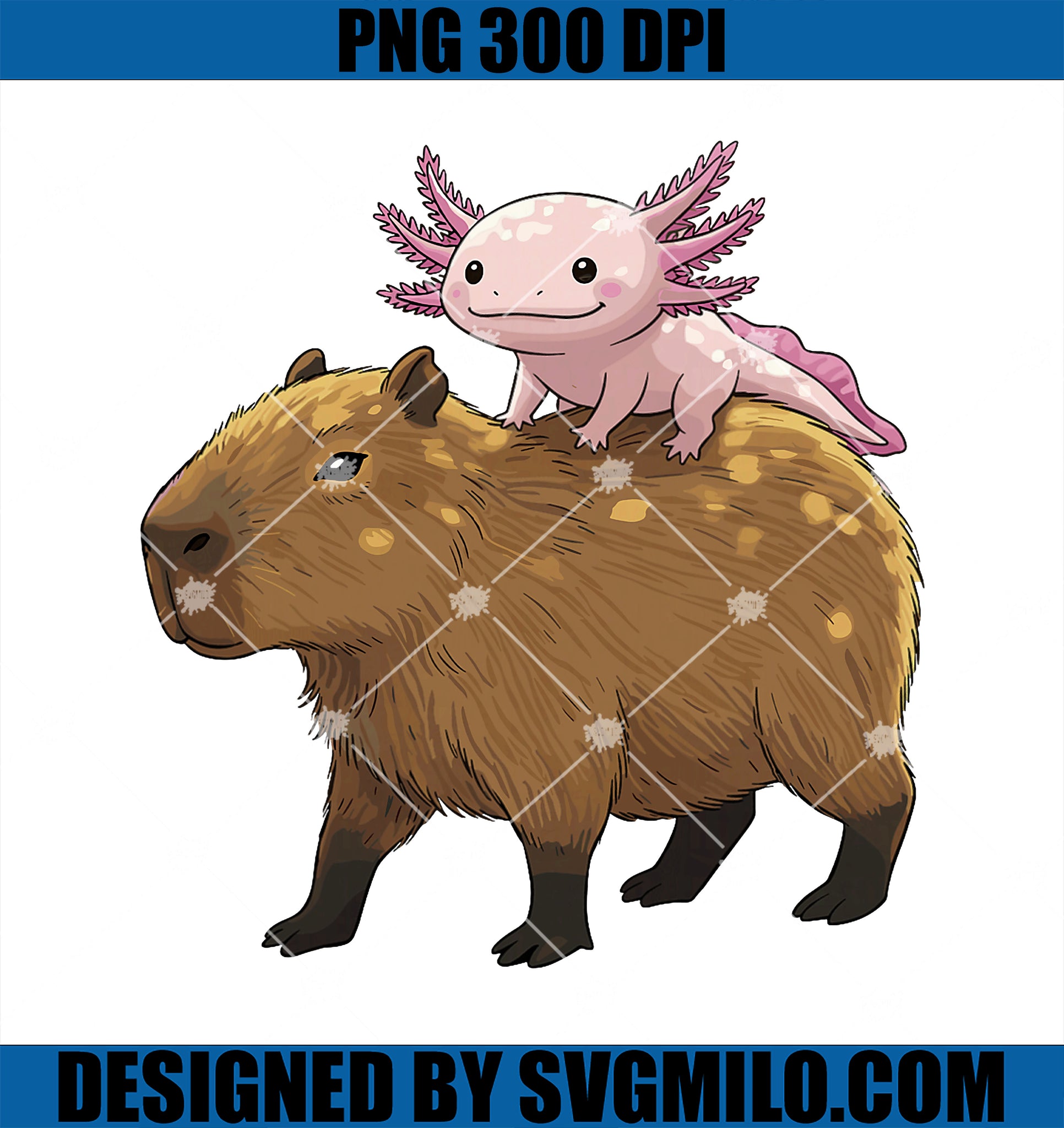 Axolotl Capybara Lover PNG, Animal Lover Zoo Day PNG