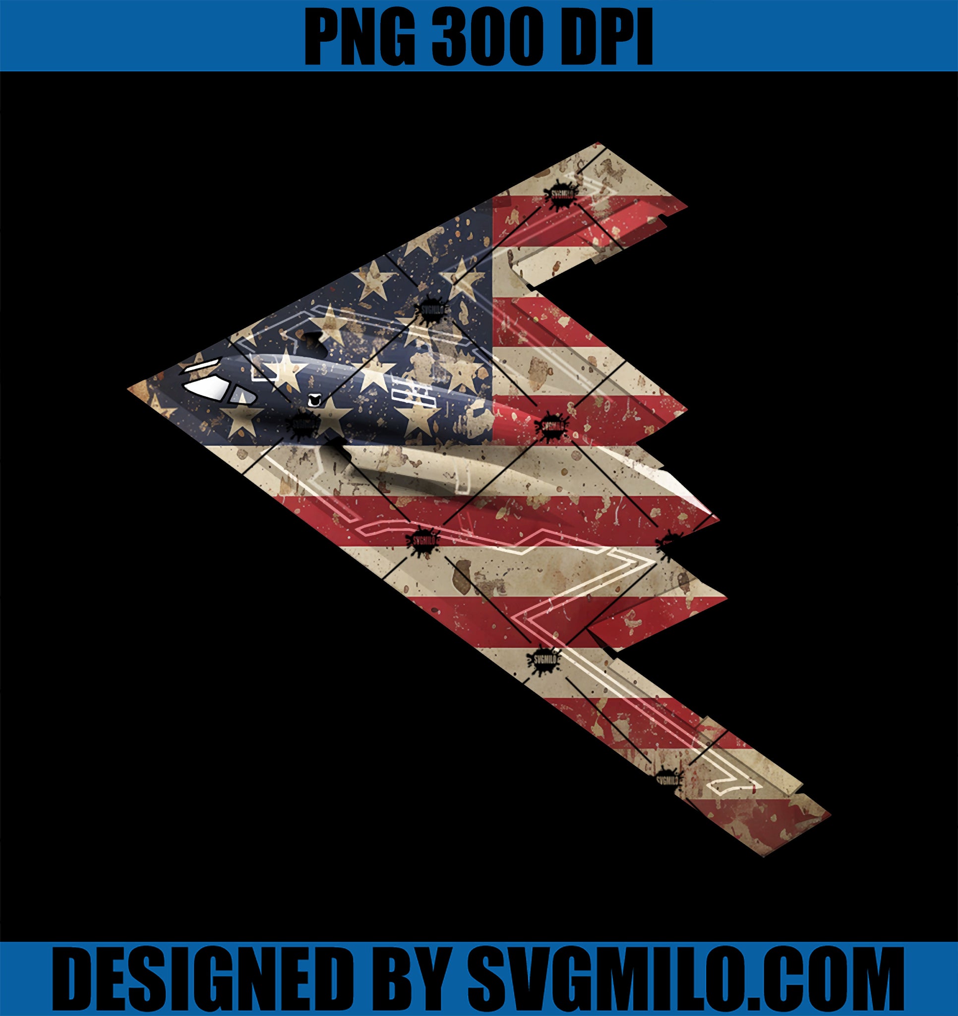 B-2 Bomber Stealth Aircraft Schematic PNG, American Flag B2 PNG