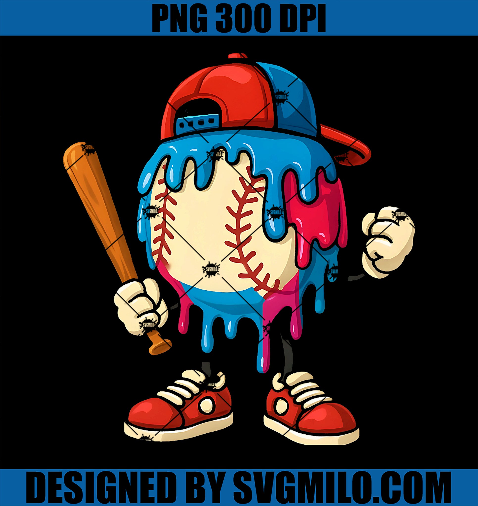 Baseball Drip Boys PNG, Ice Cream Drip Youth Sport Game Day PNG