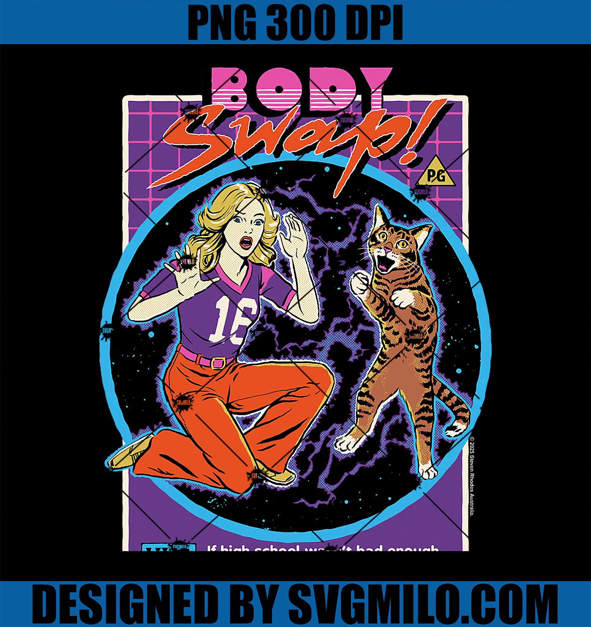 Body Swap VHS Retro Vintage PNG, Funny Adult Cat Humor PNG