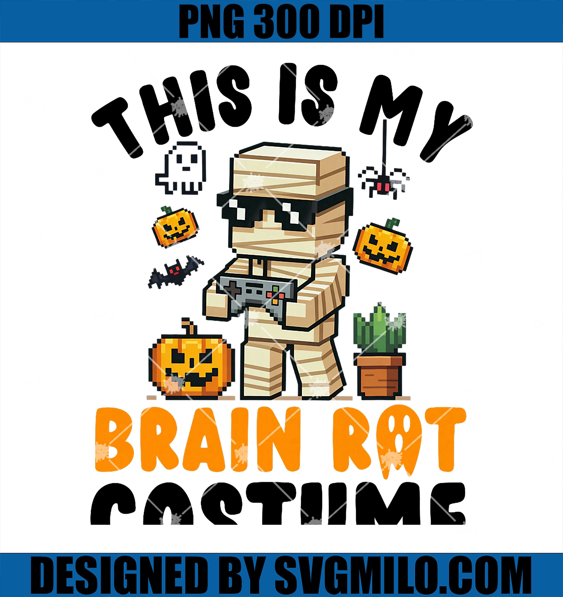Brain Rot Costume PNG, Halloween Gamer Funny PNG