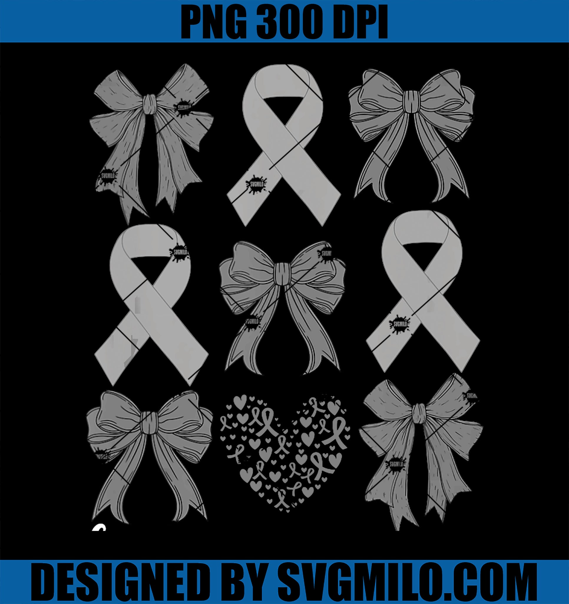 Brain Tumor Awareness PNG, Month Go Grey In May Women Girls Bow PNG