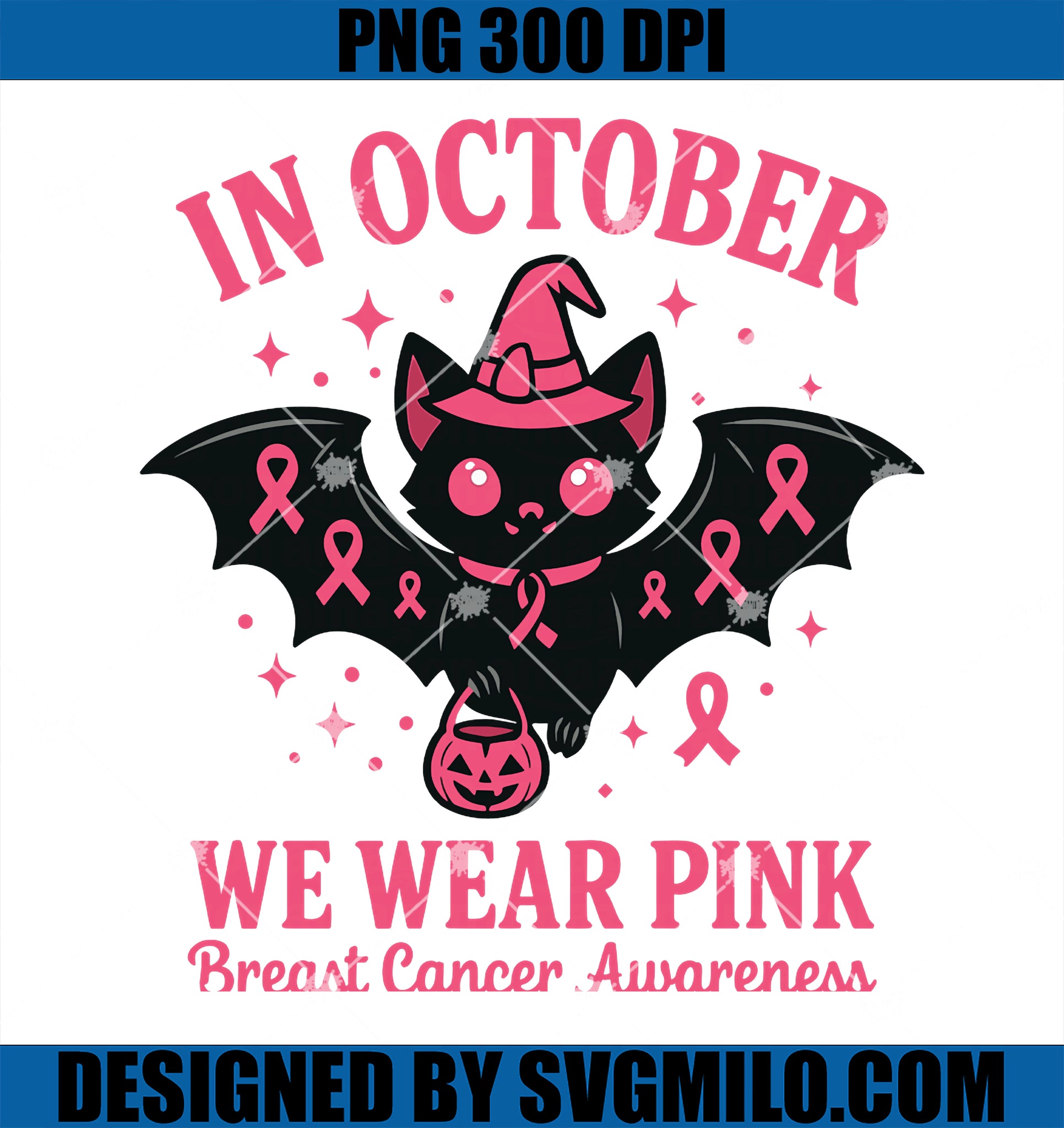 Breast Cancer Bat PNG, Halloween We Wear Pink In October PNG