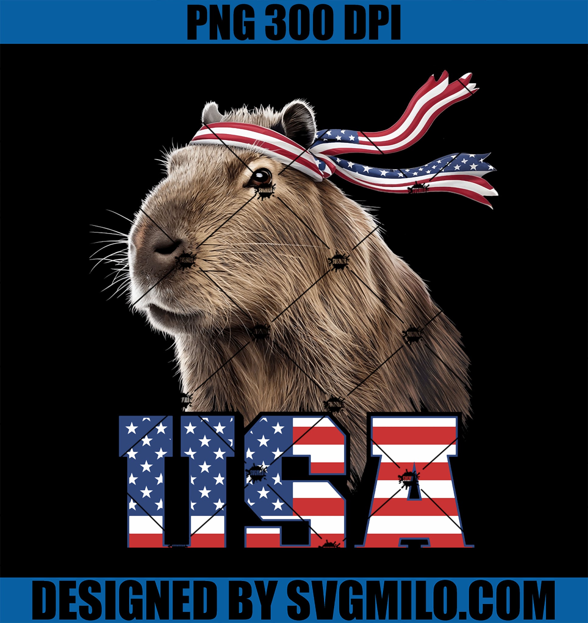 Capybara USA Patriotic American Flag PNG, July 4th PNG
