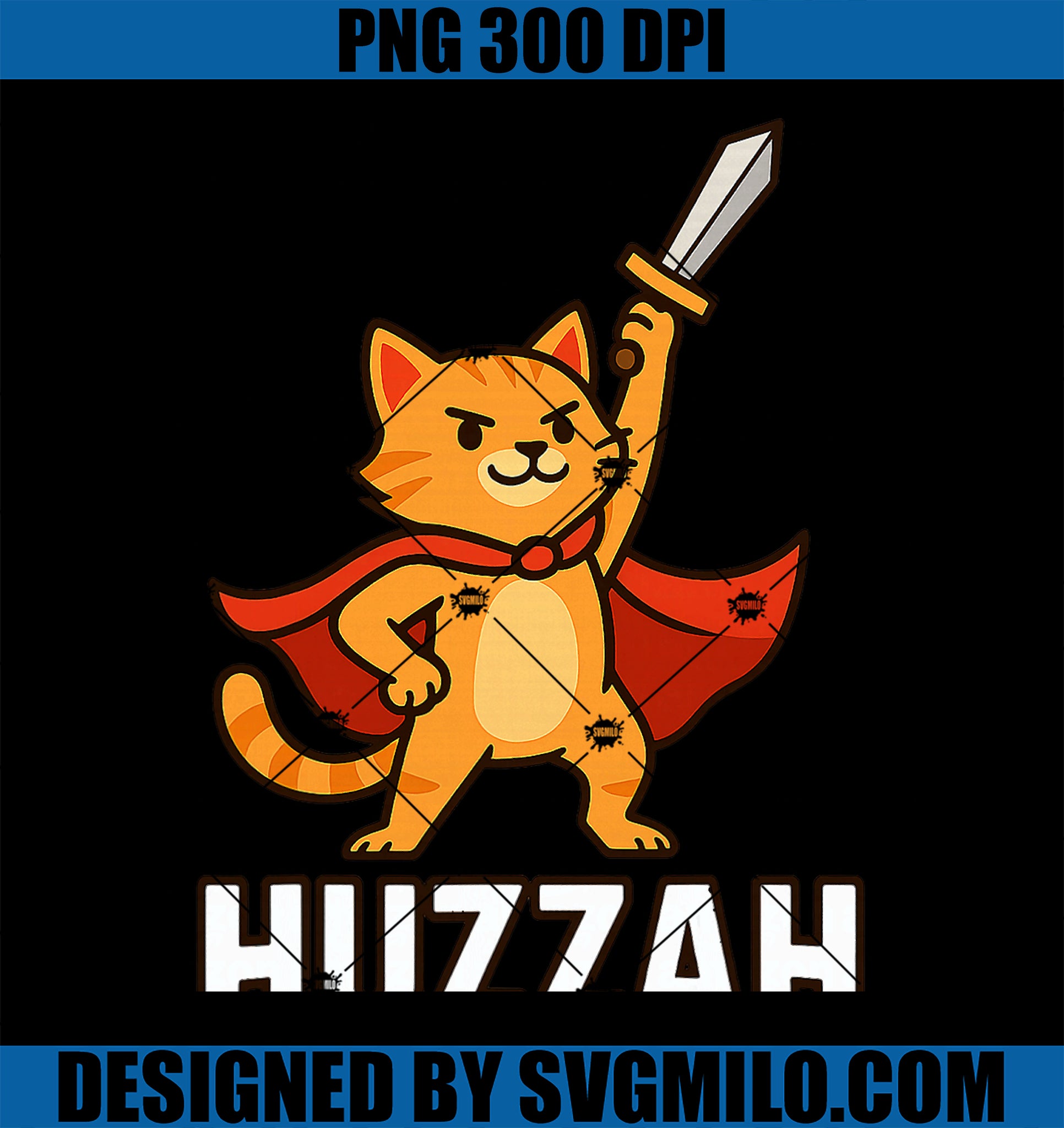 Cat Huzzah Hero PNG, Funny Kitten Lover Gifts PNG