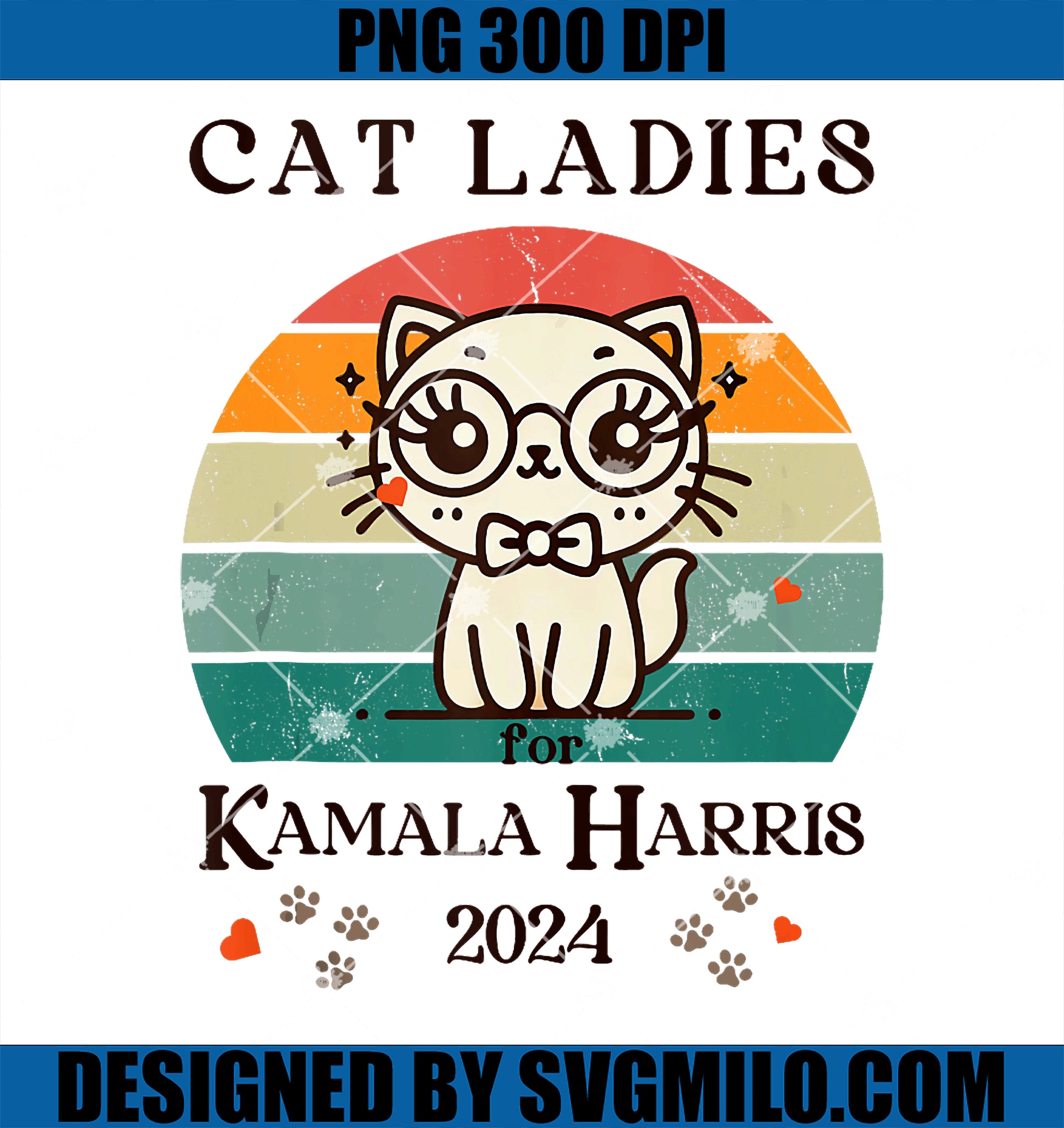 Cat Ladies for Kamala Harris 2024 PNG