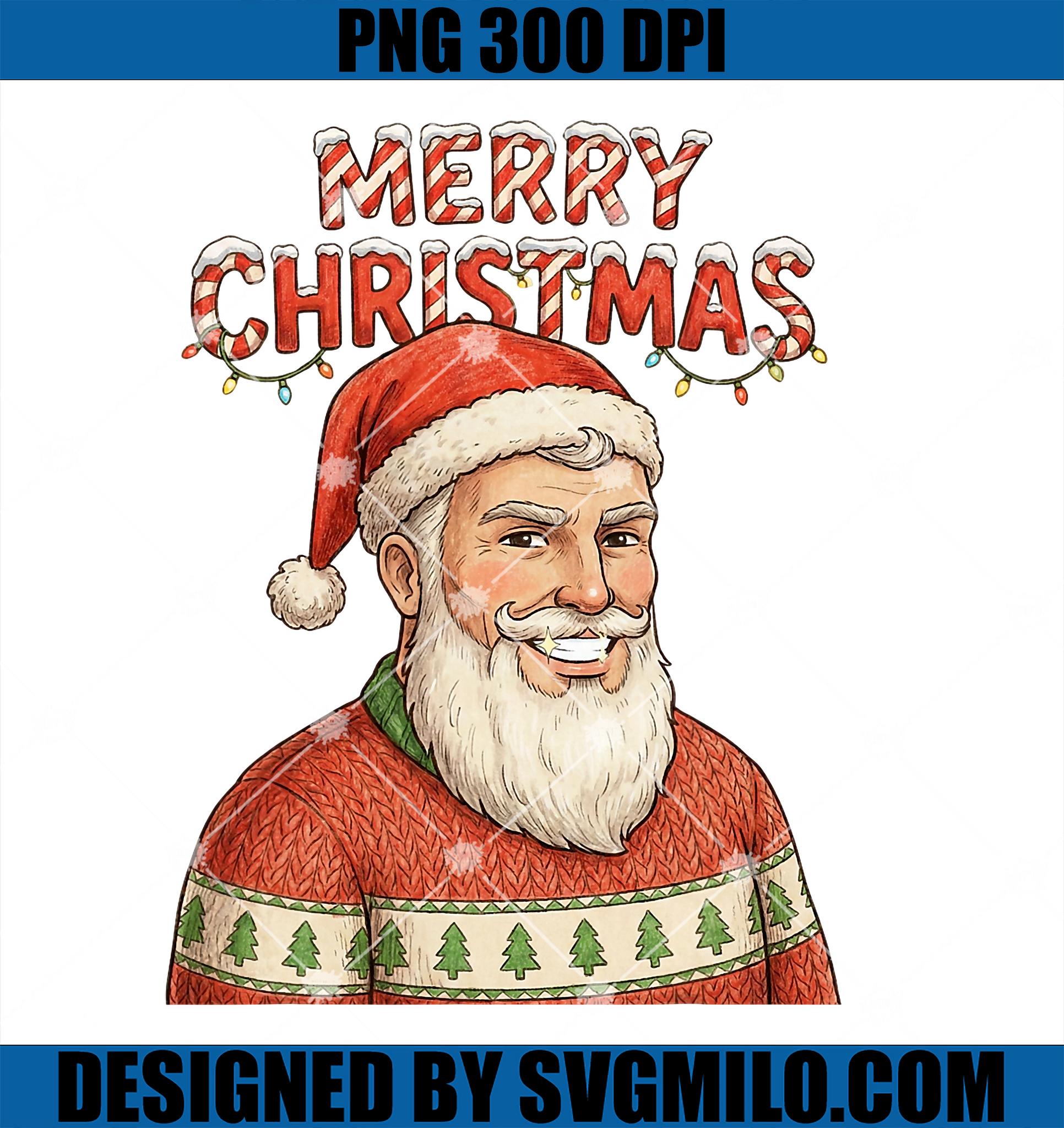 Chad Meme Manly Santa Claus PNG, Merry Christmas Humor PNG