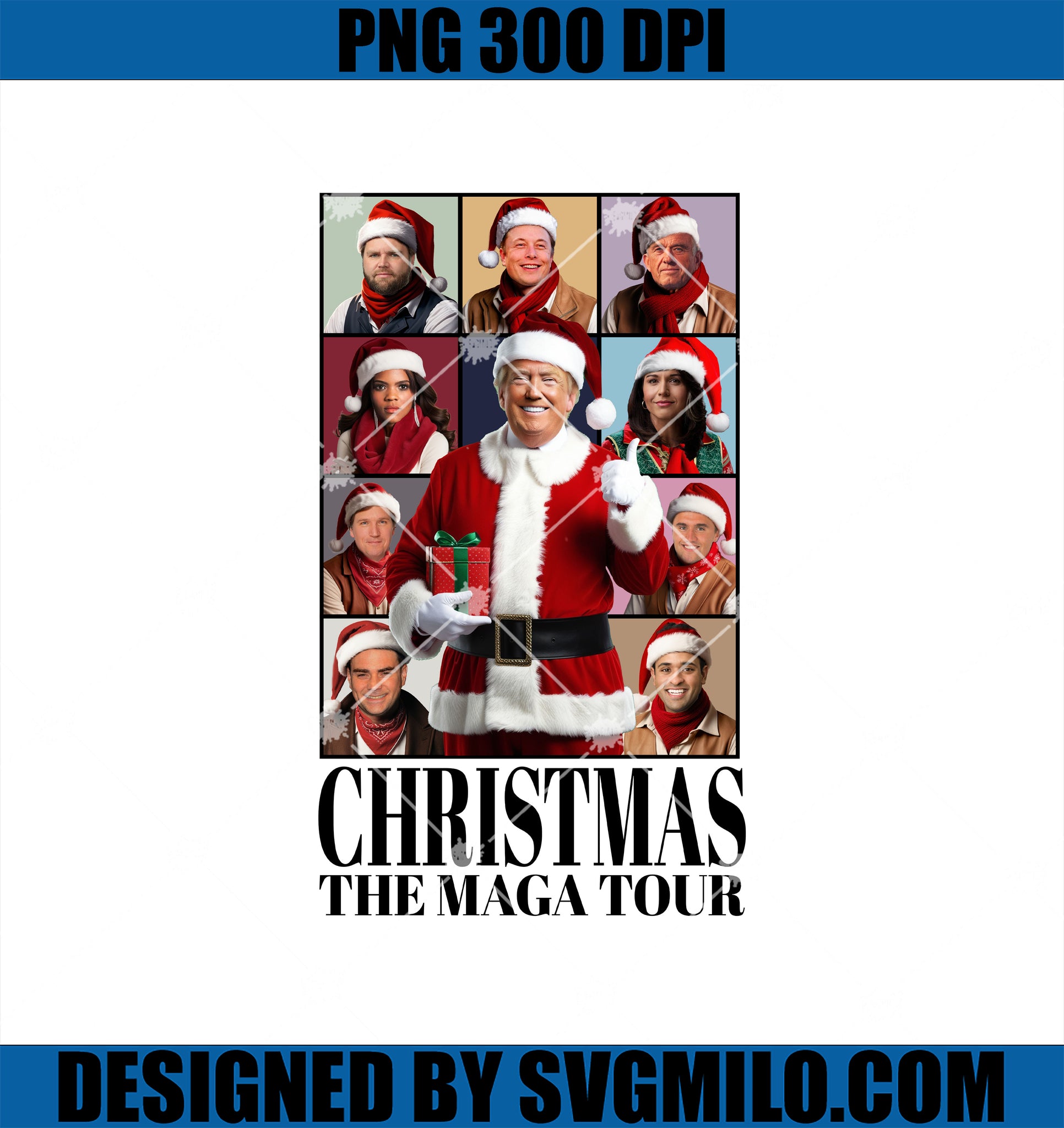 Christmas The Maga Tour PNG, Santa Trump Christmas PNG