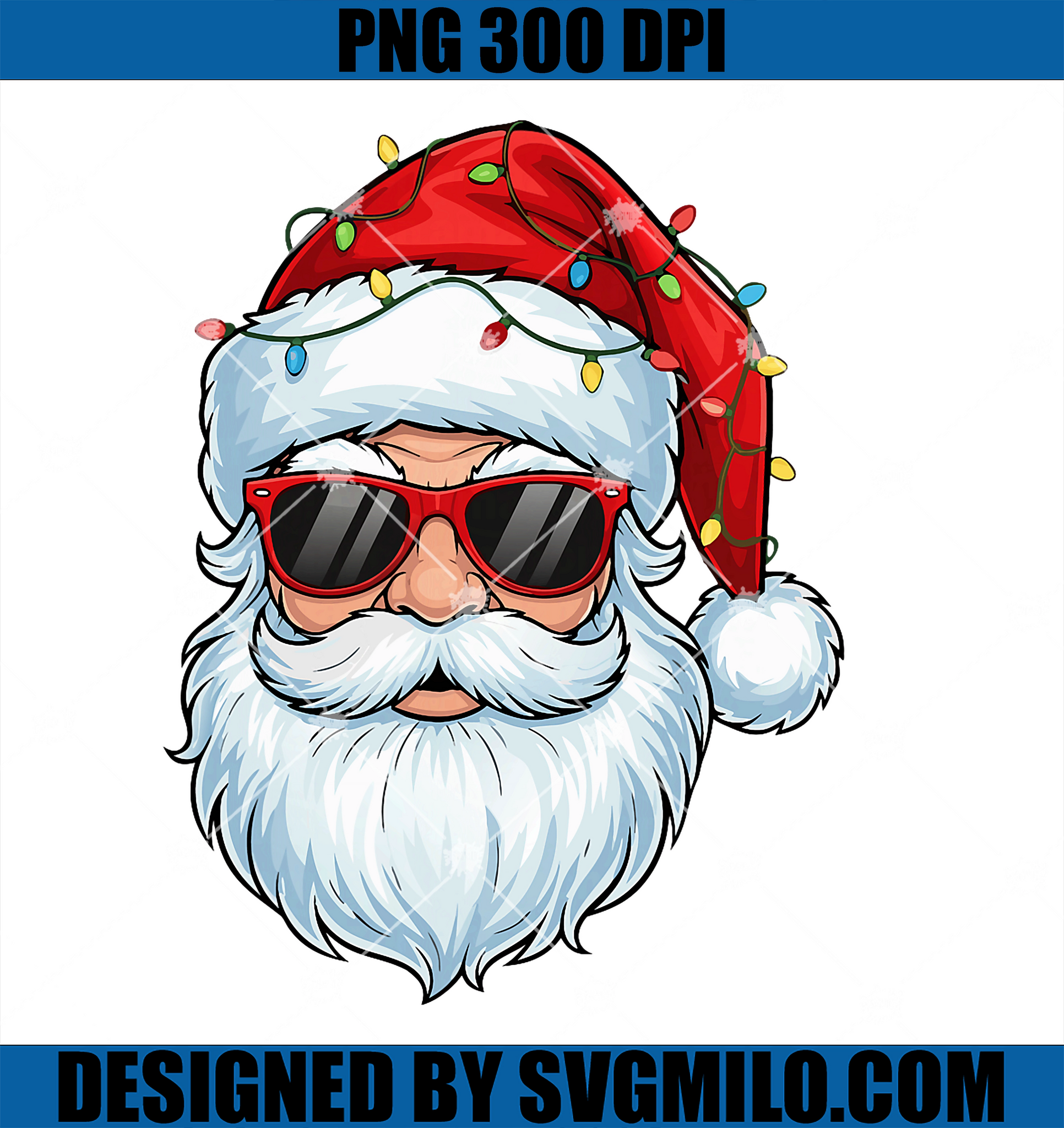 Cool Santa Claus Face Retro PNG, Sunglasses Christmas PNG