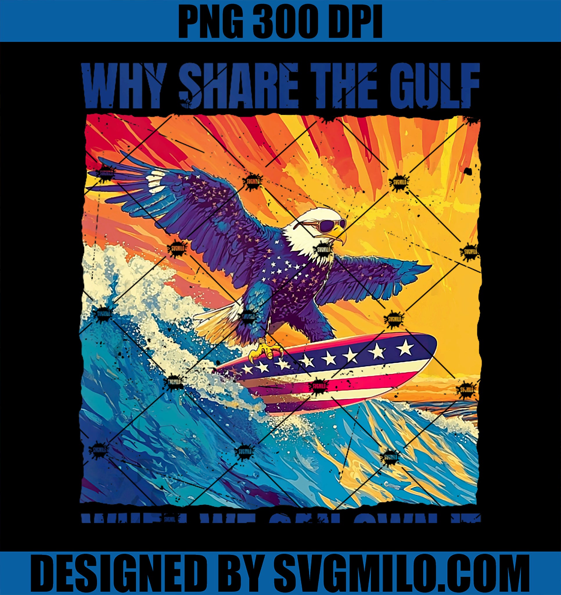 Cool Surfing Eagle PNG, Why Share The Gulf When We Can Own It PNG