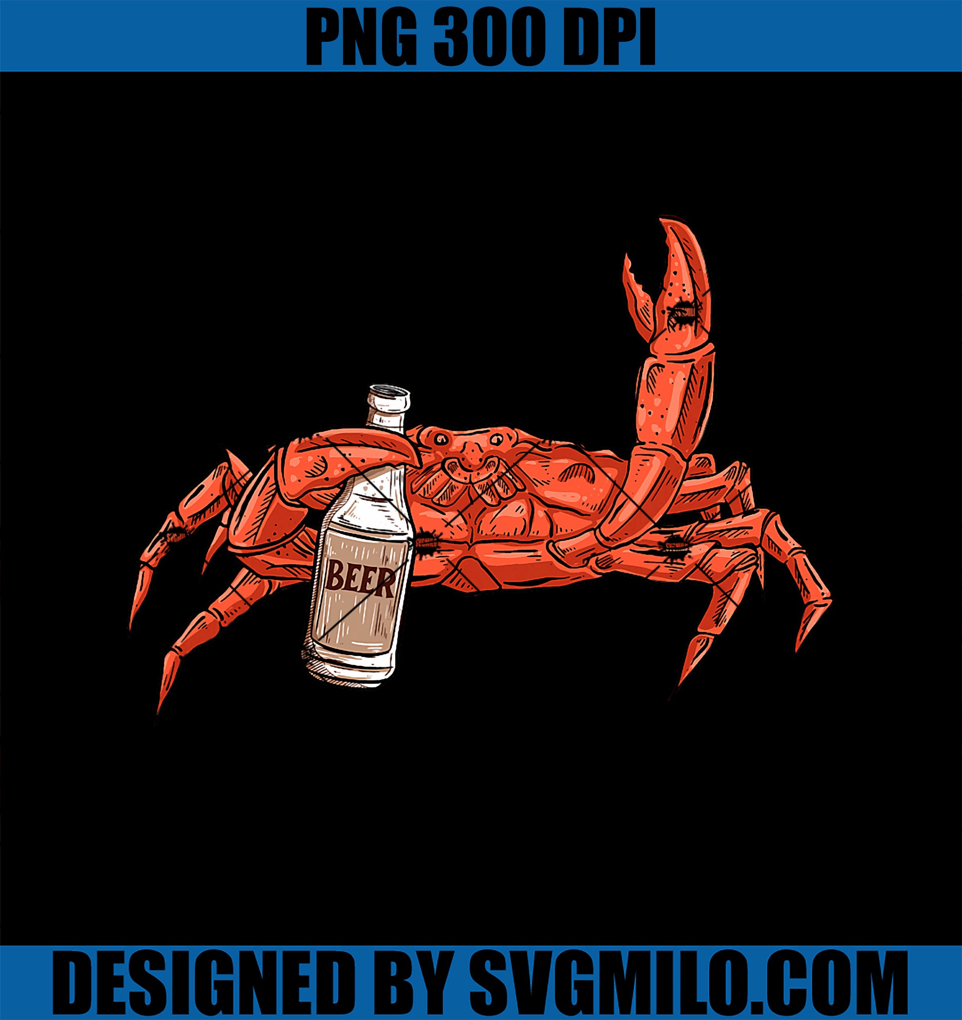 Crab Drinking Beer PNG, Beach Crustacean Crabber Crabbing Lover PNG