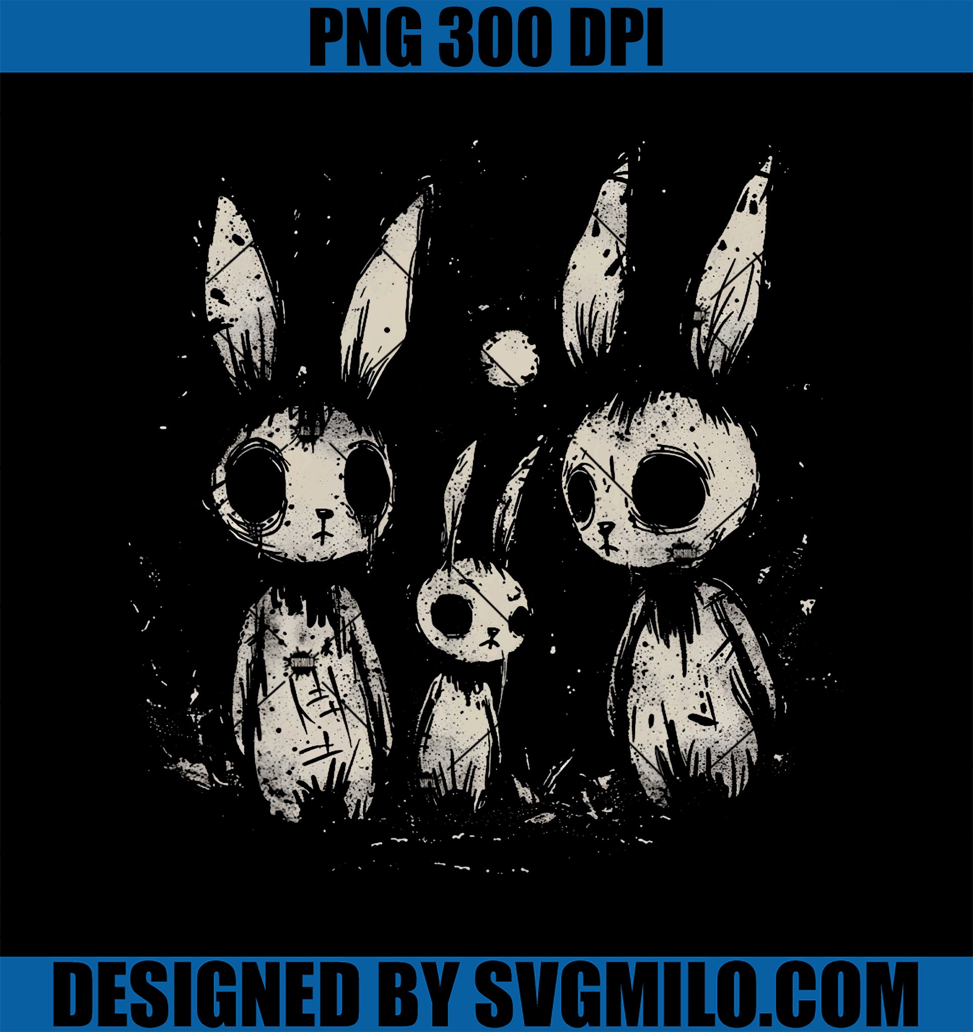 Creepy Cute PNG, Bunny Rabbits Horror Goth Grunge Alt Aesthetic PNG