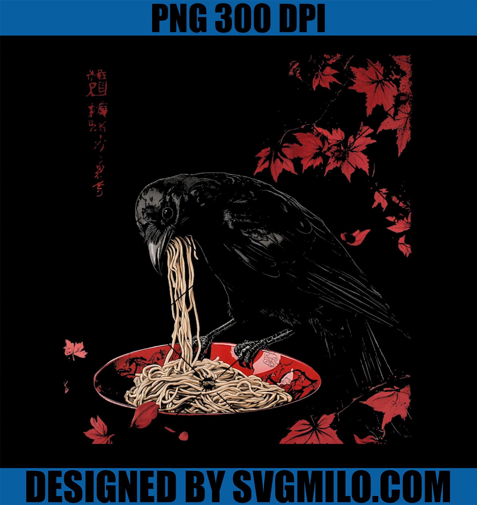 Crow Raven Bird PNG, Eating Ramen PNG