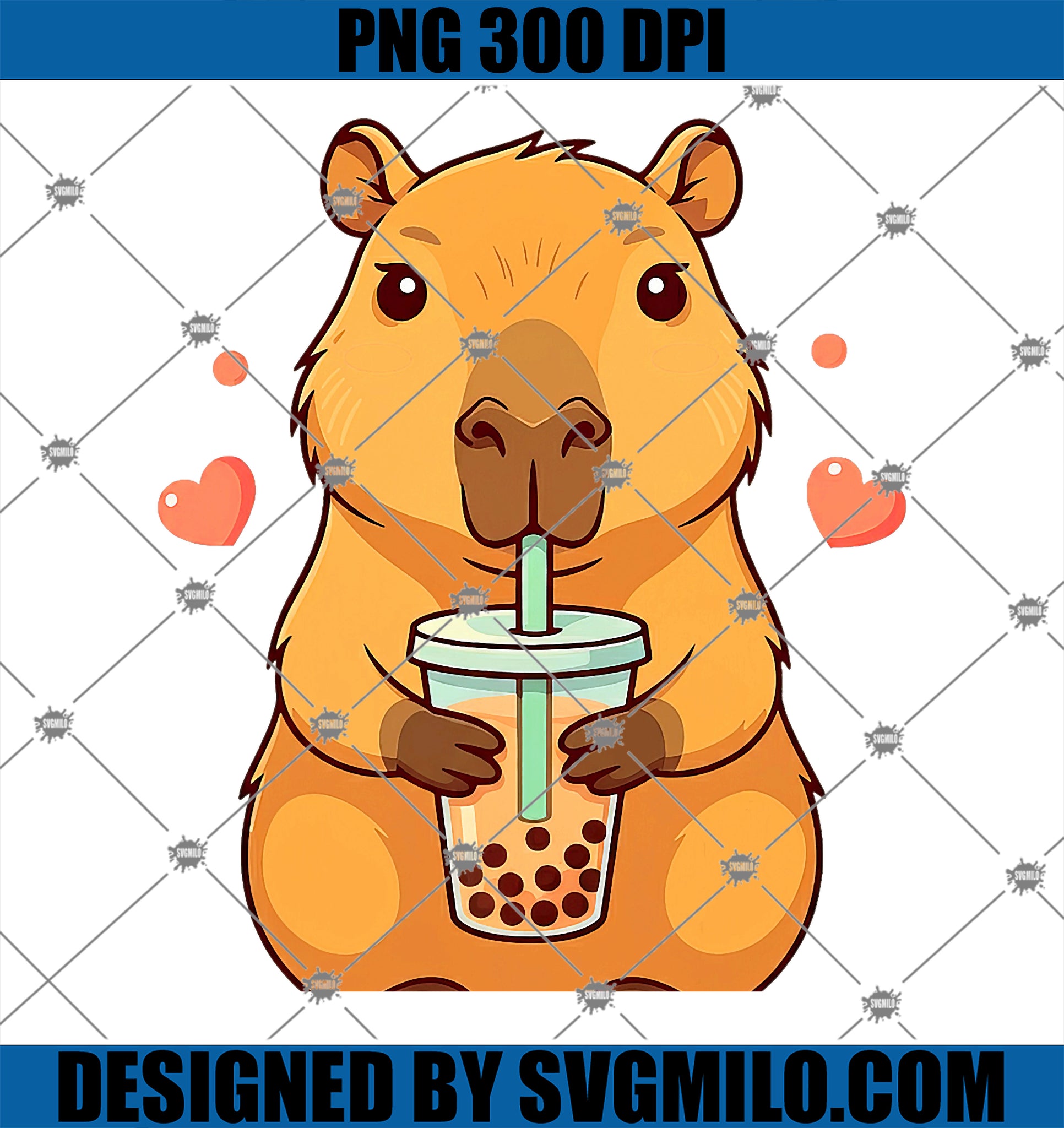 Cute Capybara Boba Tea Bubble Rodent Women Teen Girls Kids PNG