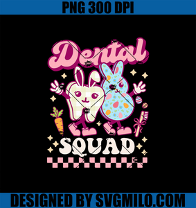 Dental Squad PNG, Easter Groovy Hygienist Dentist Bunny Tooth RDH PNG