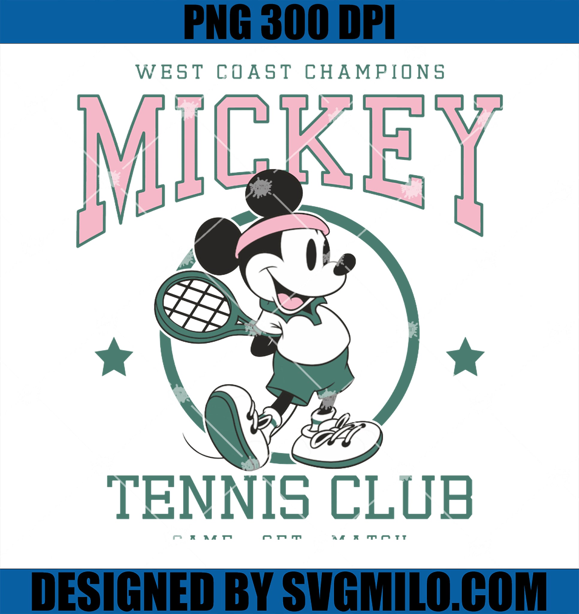 Disney Mickey And Friends Retro PNG, Tennis Club Game Set Match PNG