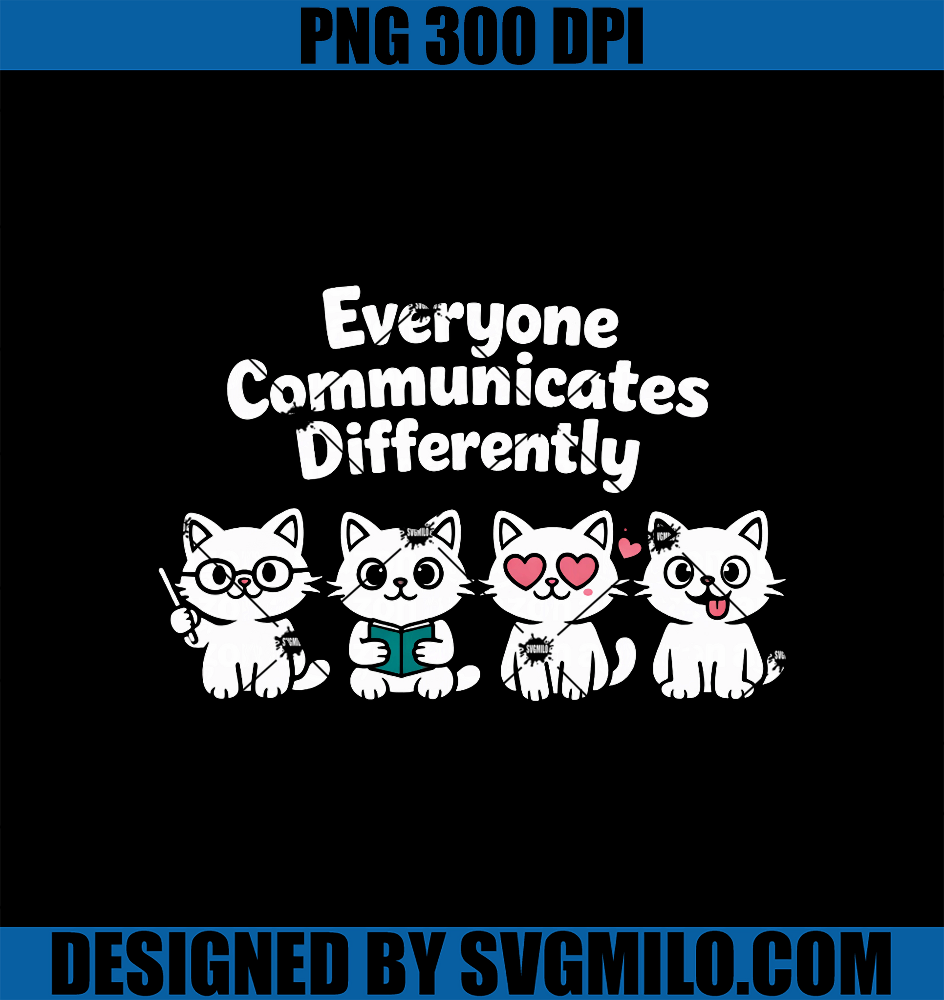 Everyone Communicates Differently Cute PNG, Cat Man Woman Graphic PNG