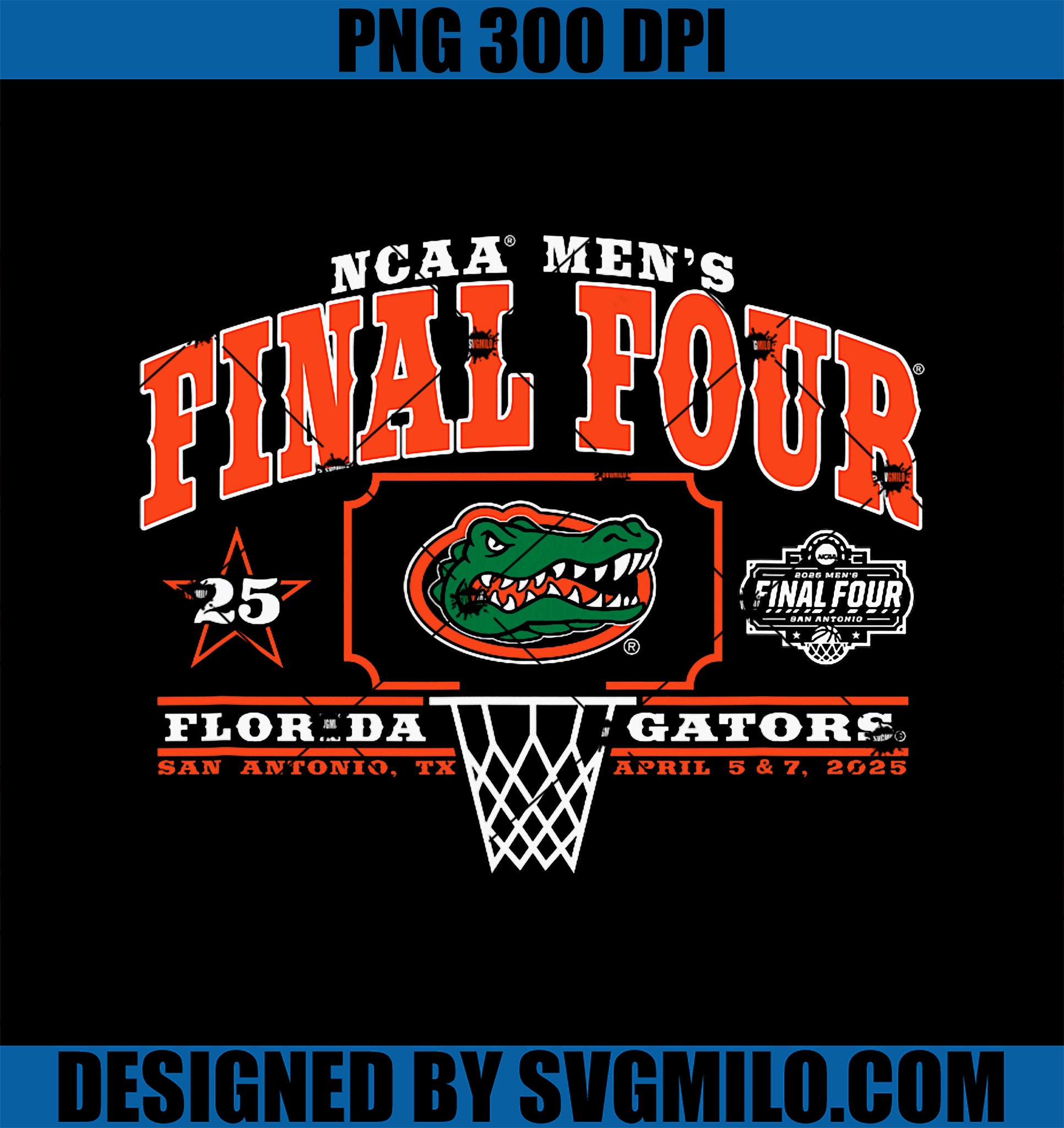 Florida Gators Final Four 2025 Men's Basketball PNG, Hoop Royal PNG