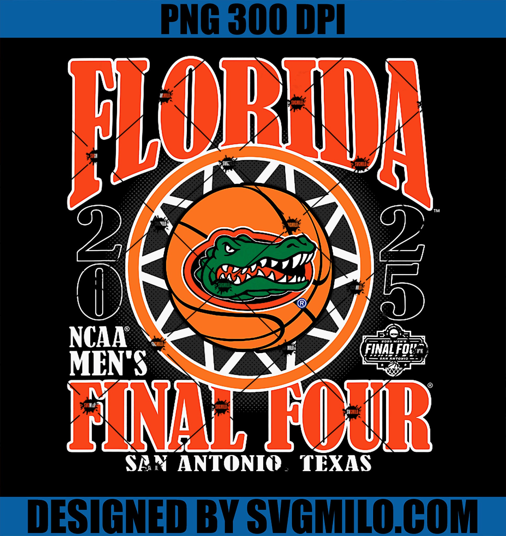 Florida Gators Final Four 2025 PNG, Men's Basketball Burst Royal PNG