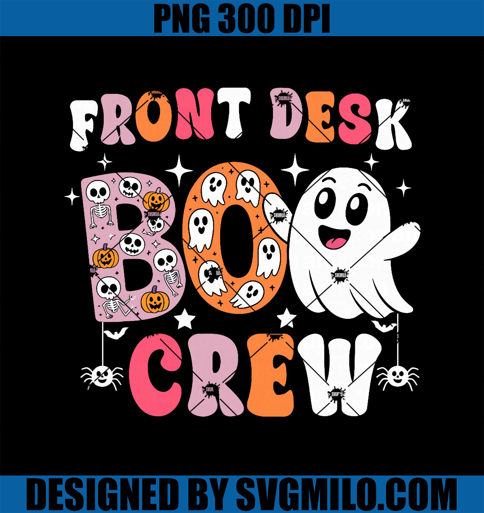 Front Desk Boo Crew PNG, Funny Ghost Boo Halloween Receptionist PNG