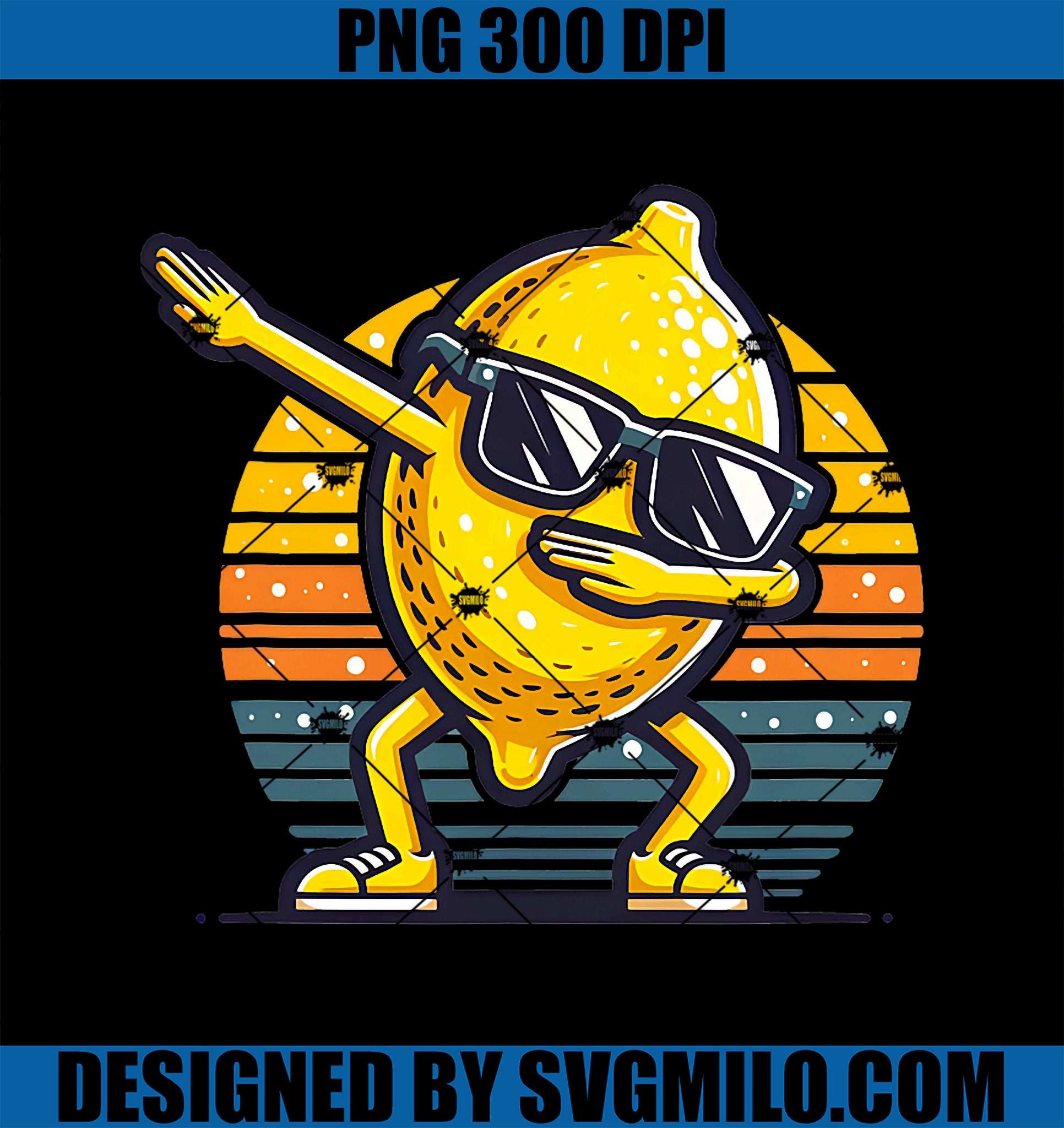 Funny Dab Lemon Dancing PNG, Dabbing Retro Fruit PNG