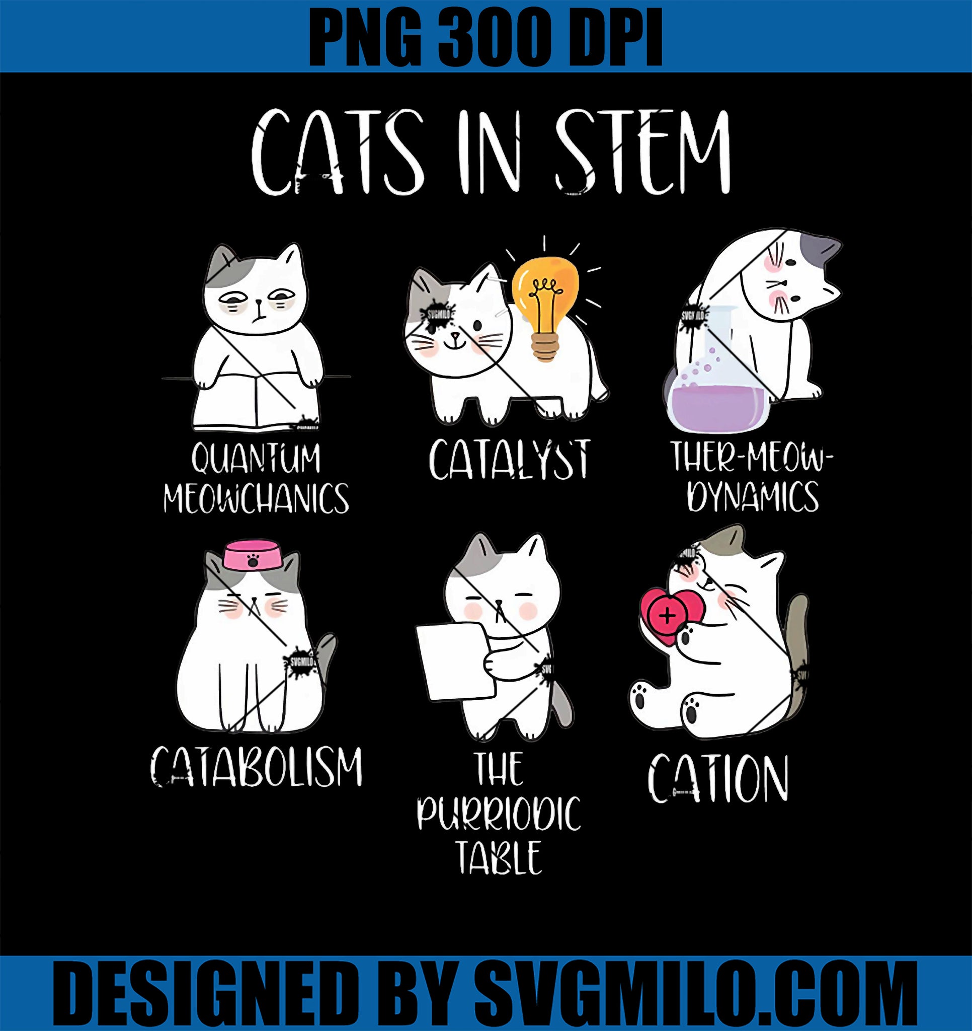 Funny Science Meme Cats In Stem PNG, Scientist Nerd Cat Lover PNG