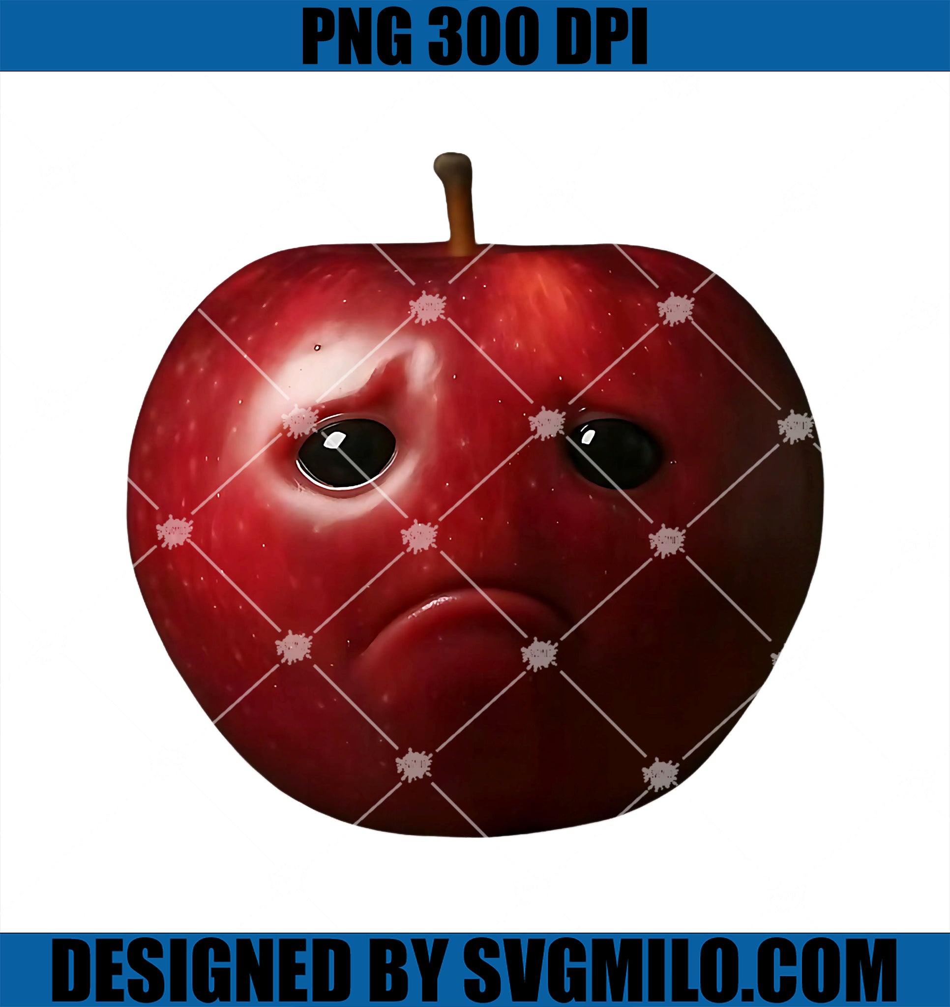 Funny Silly AI Apple Gen Z Meme PNG, BrainRot Grumpy sad Apple PNG