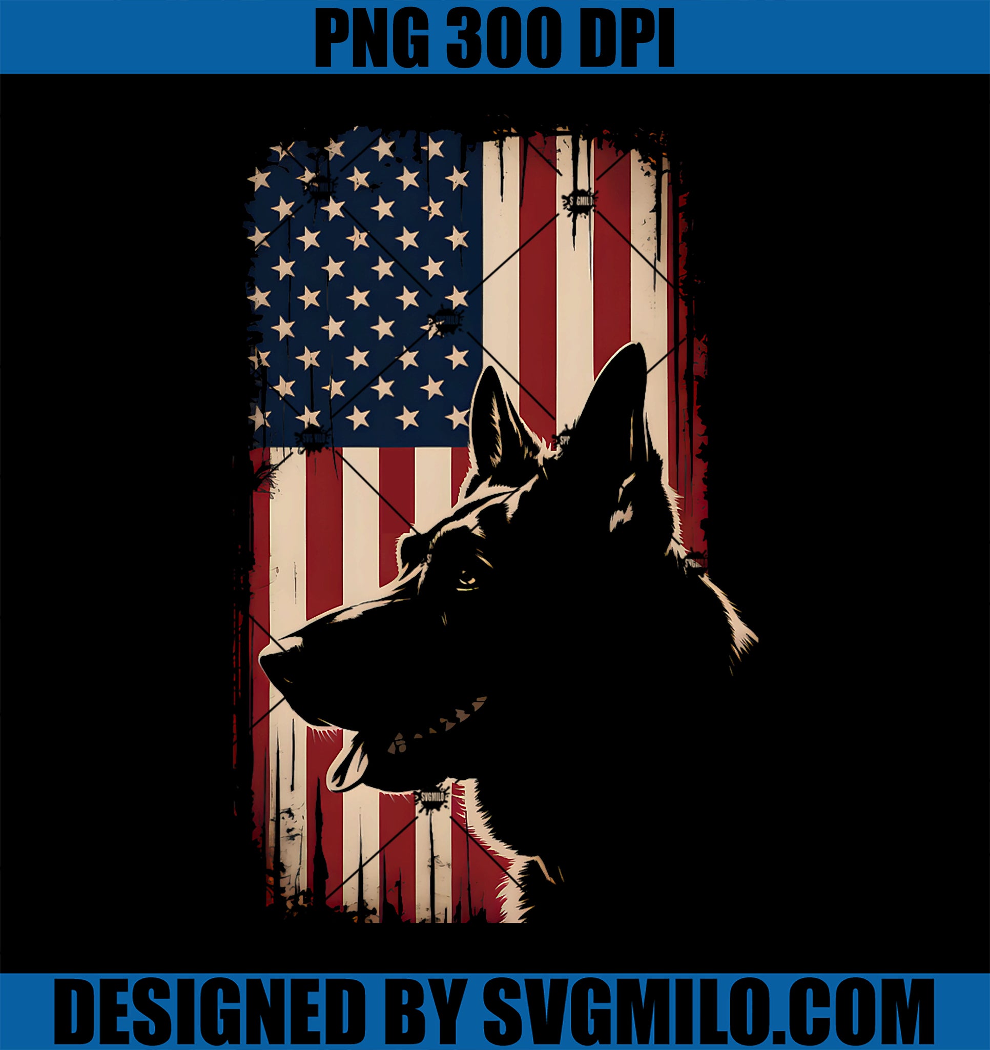 German Shepherd American Flag PNG, 4th Of July Patriot PNG