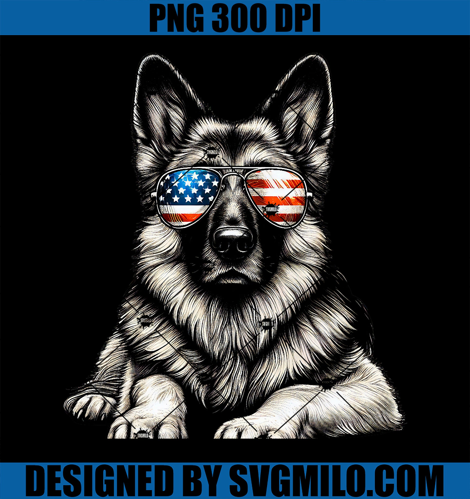 German Shepherd American Flag PNG, Sunglasses Patriotic PNG