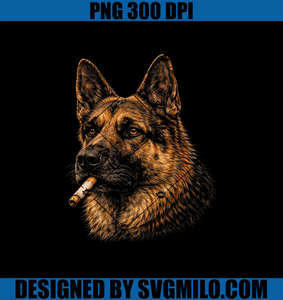 German Shepherd Smoking Cigarette PNG, Meme Vintage Smoky Dog PNG