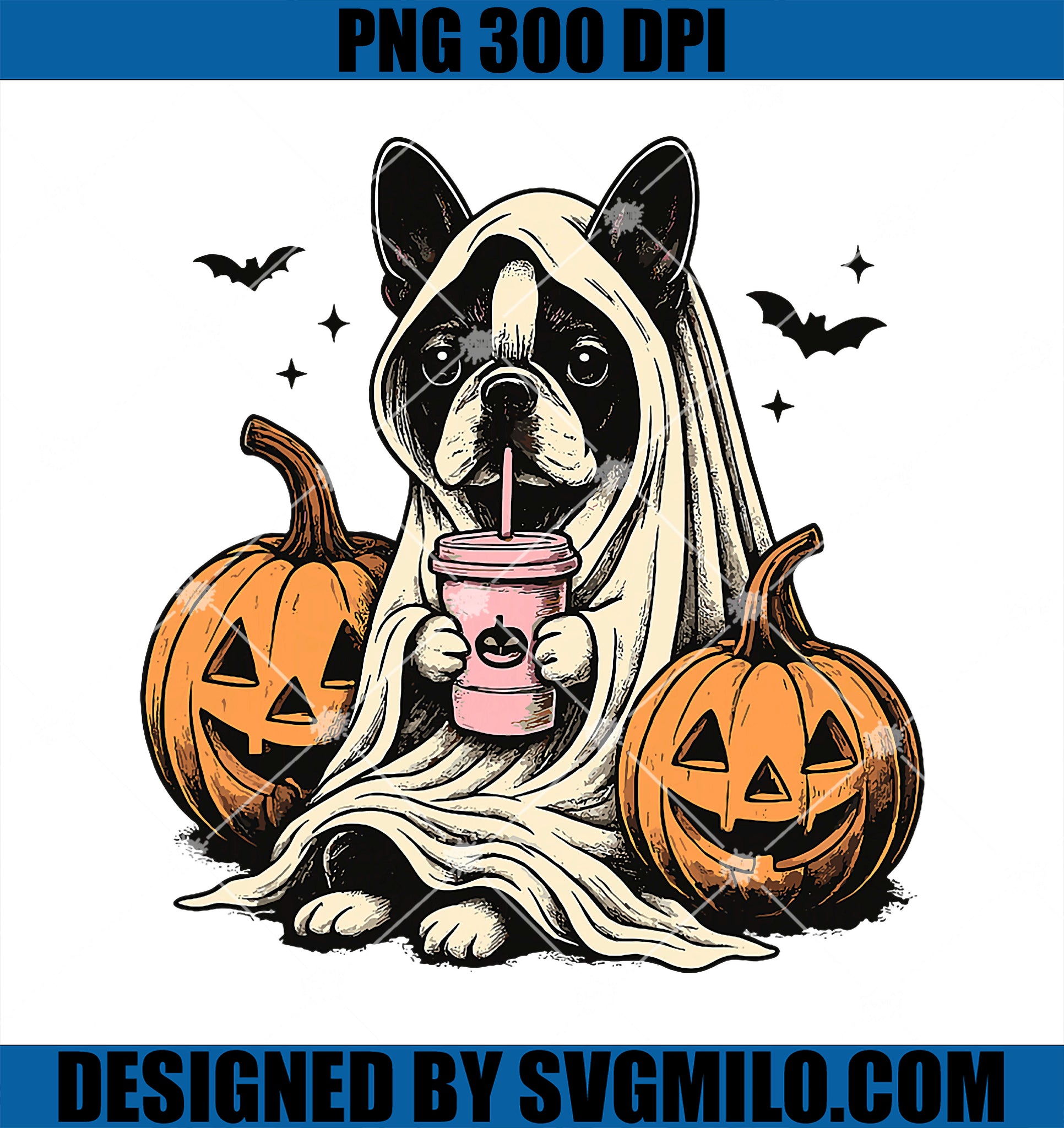 Ghost Boston Terrier PNG, Halloween Boston Terrier Dog Mom PNG