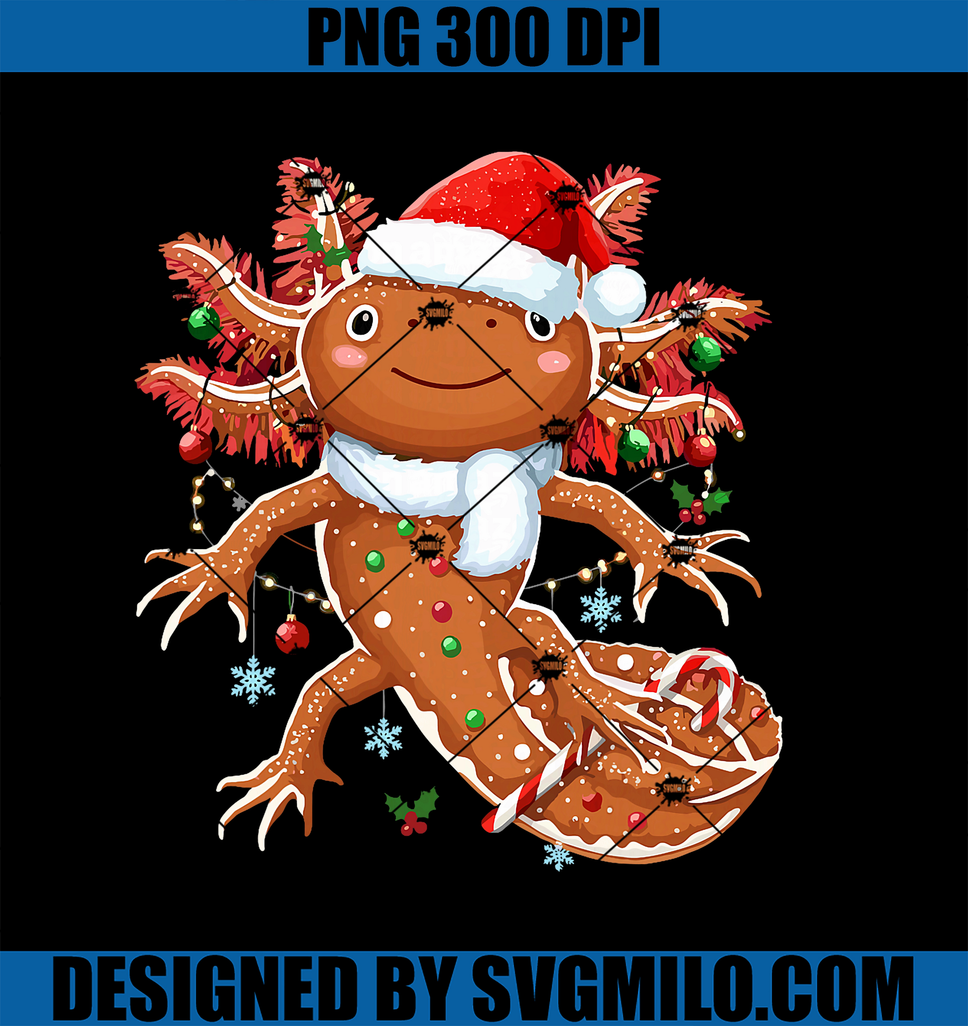Gingerbread Axolotl PNG, Christmas Xmas PNG