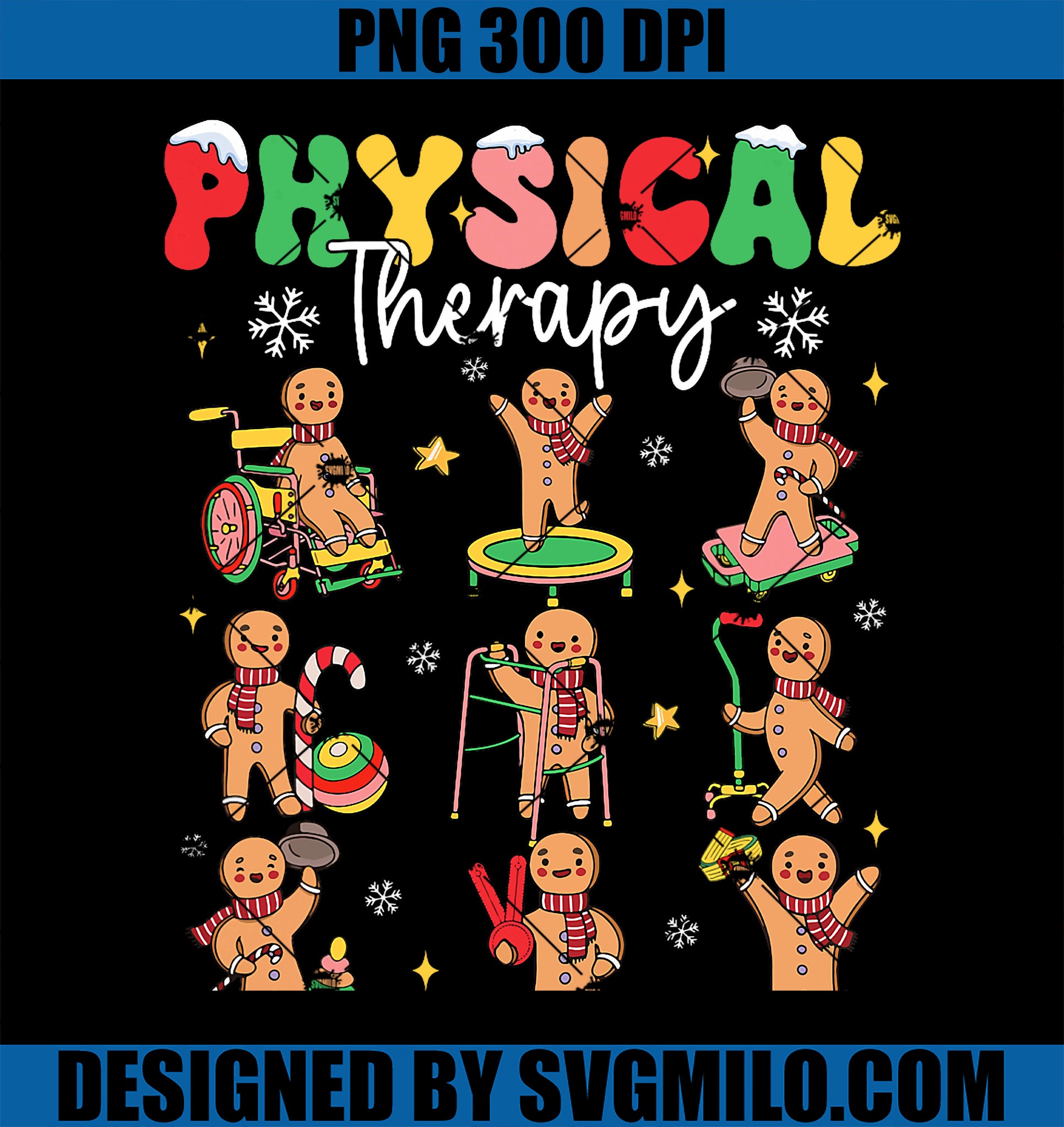 Gingerbread Physical Therapy PNG, PT Physical Therapist Christmas PNG