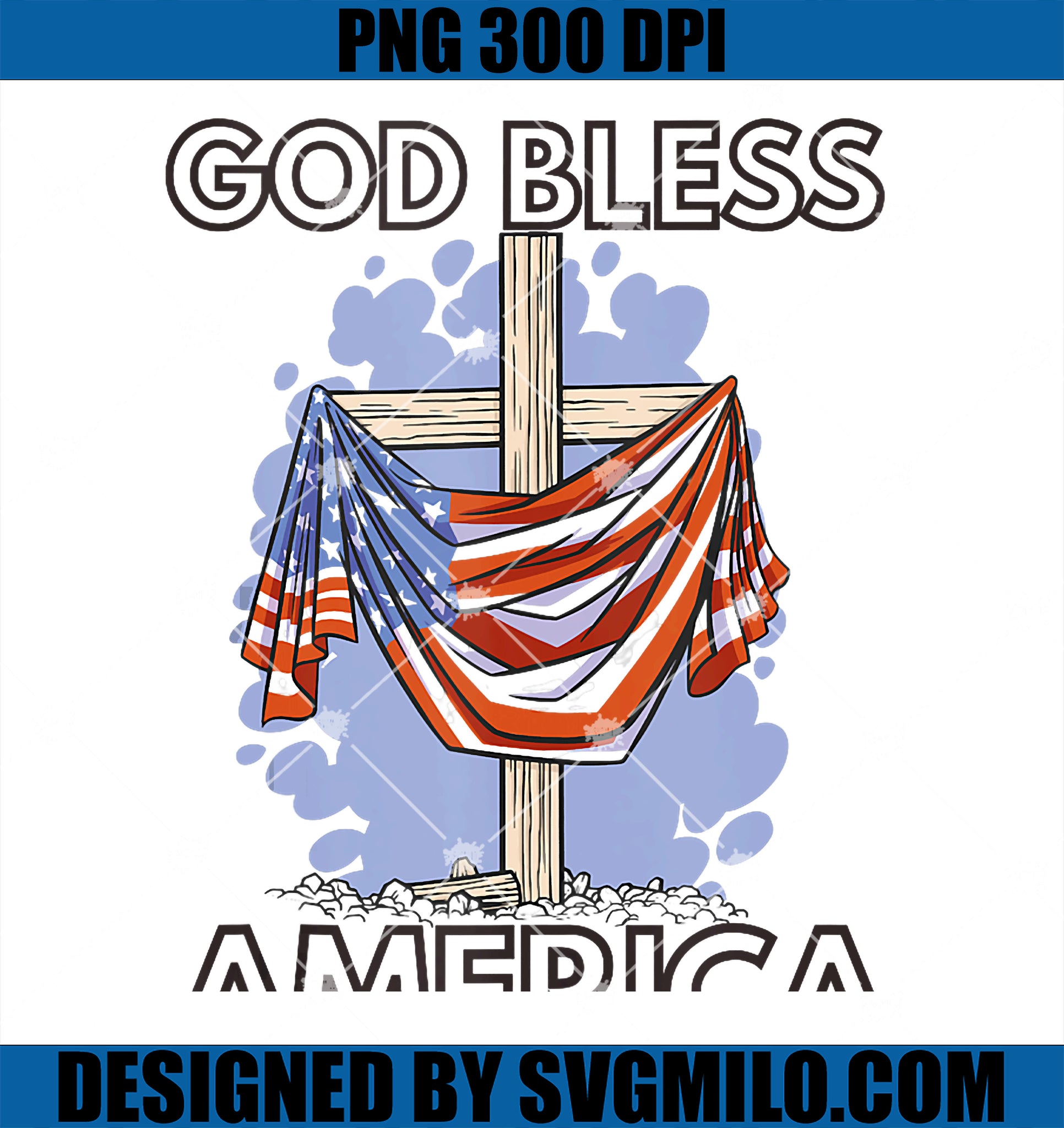God Bless America Cross Flag PNG, Patriotic American PNG