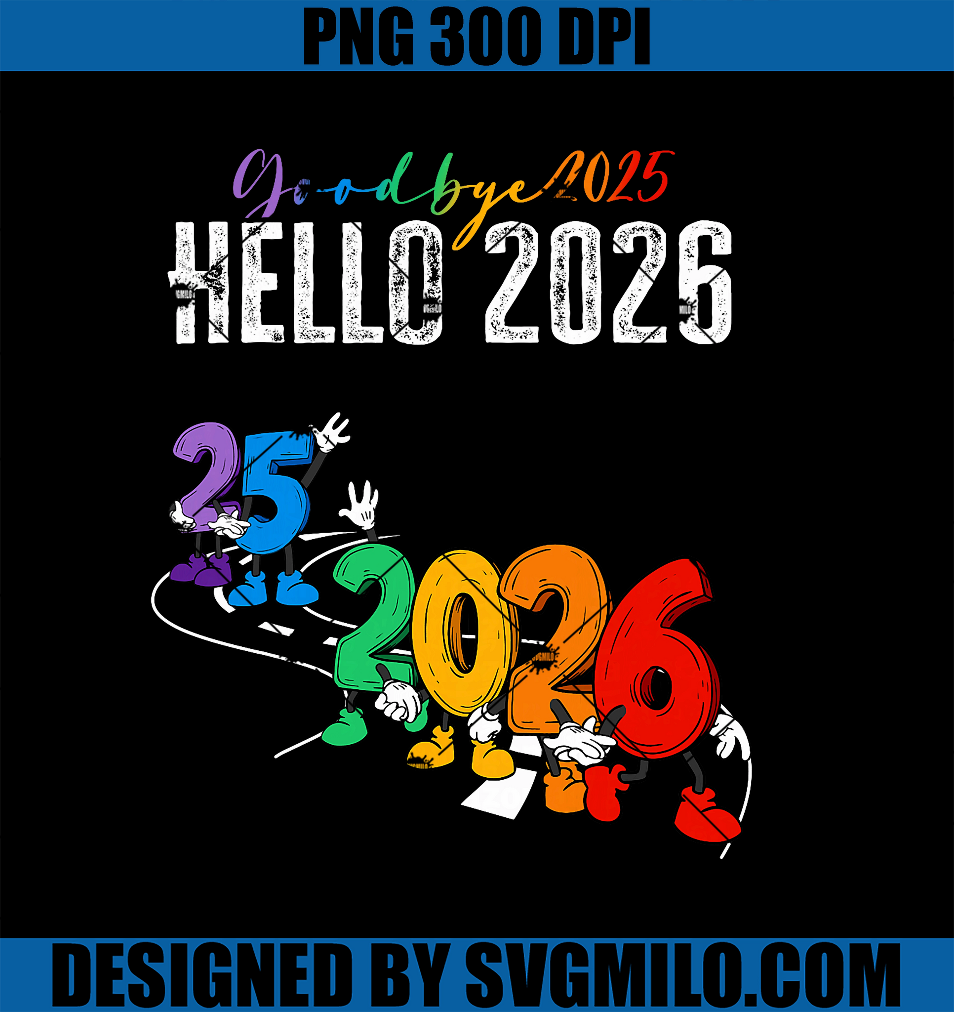 Goodbye 2025 Hello 2026 PNG, Funny Cartoon New Year PNG