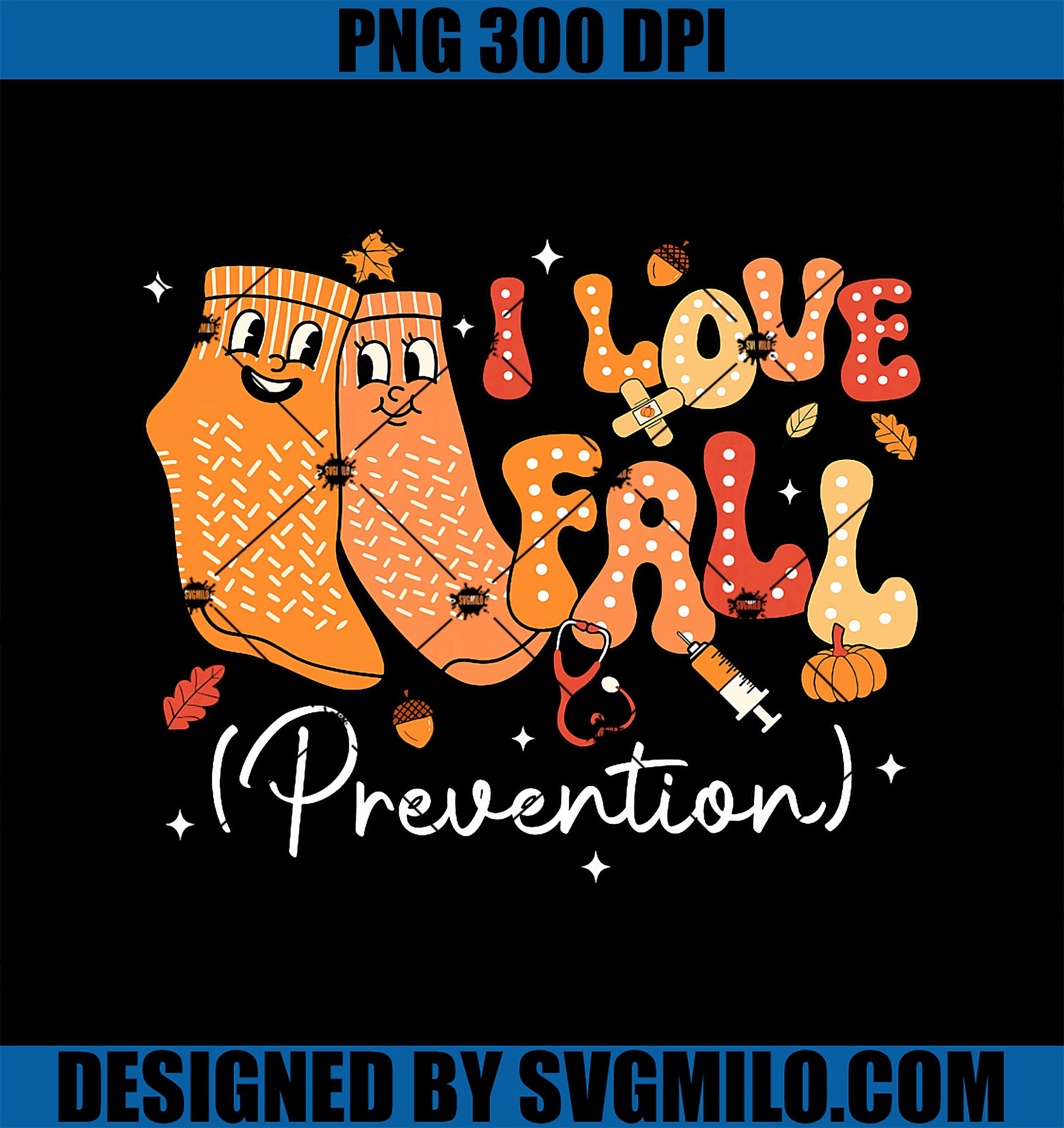 Groovy Retro I Love Fall Prevention PNG, Fall Physical Therapy PNG