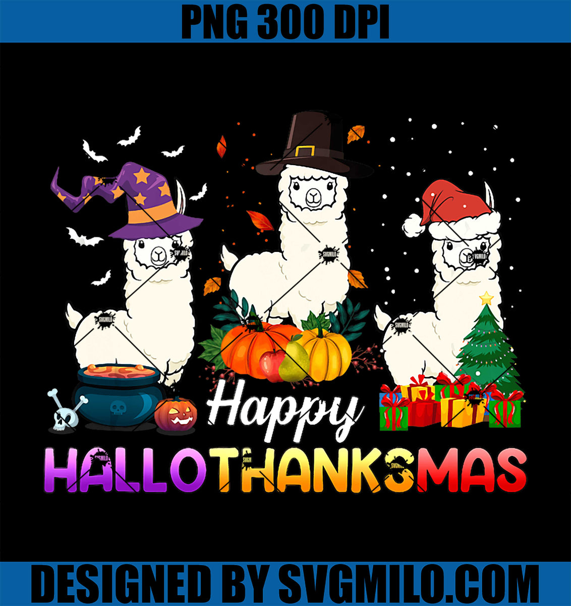 Happy-Hallothanksmas-Llama-PNG_-Halloween-Thanksgiving-Chirstmas-Llama ...