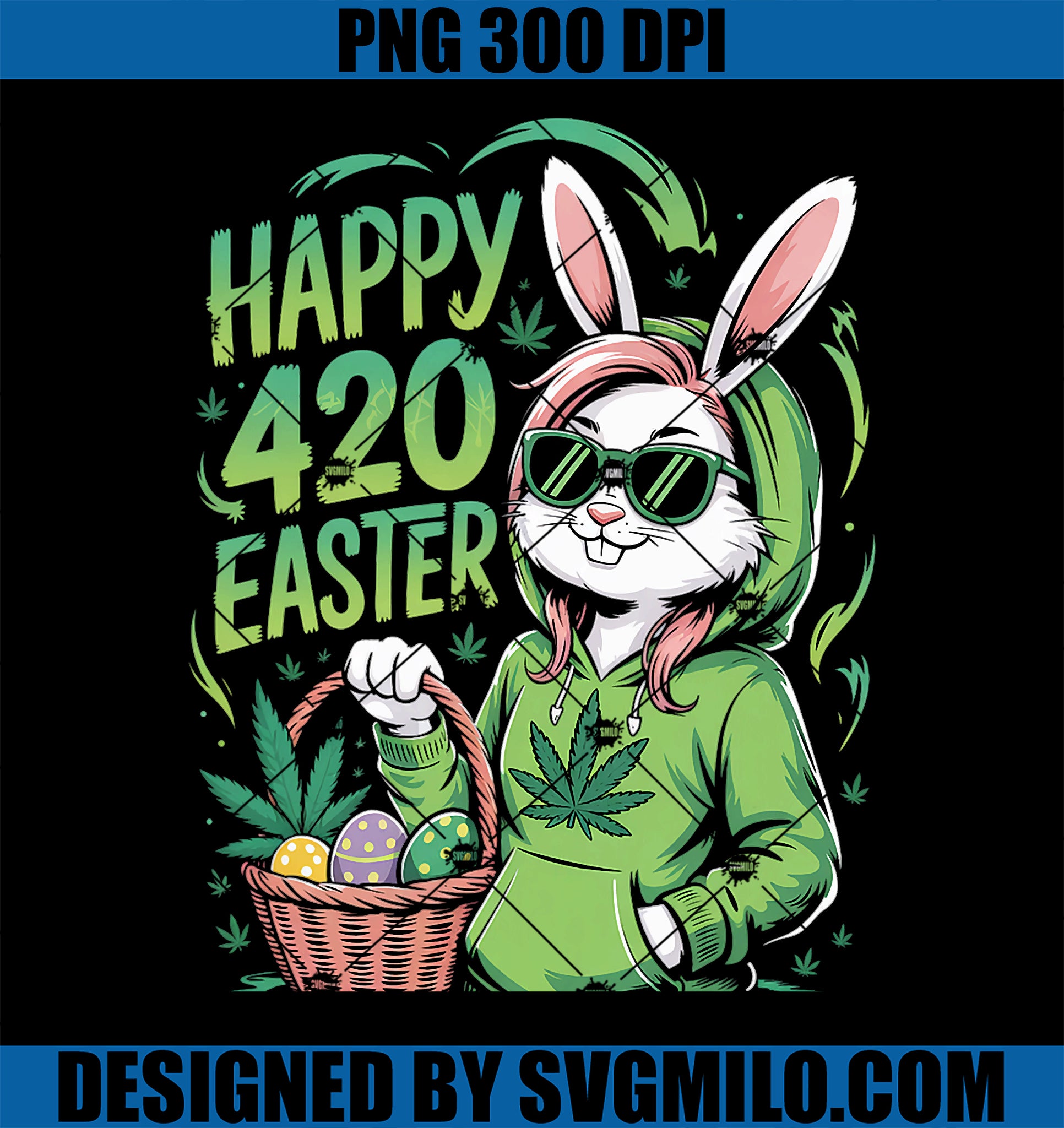 Happy 420 Easter PNG, Funny Weed Bunny Easter Day PNG