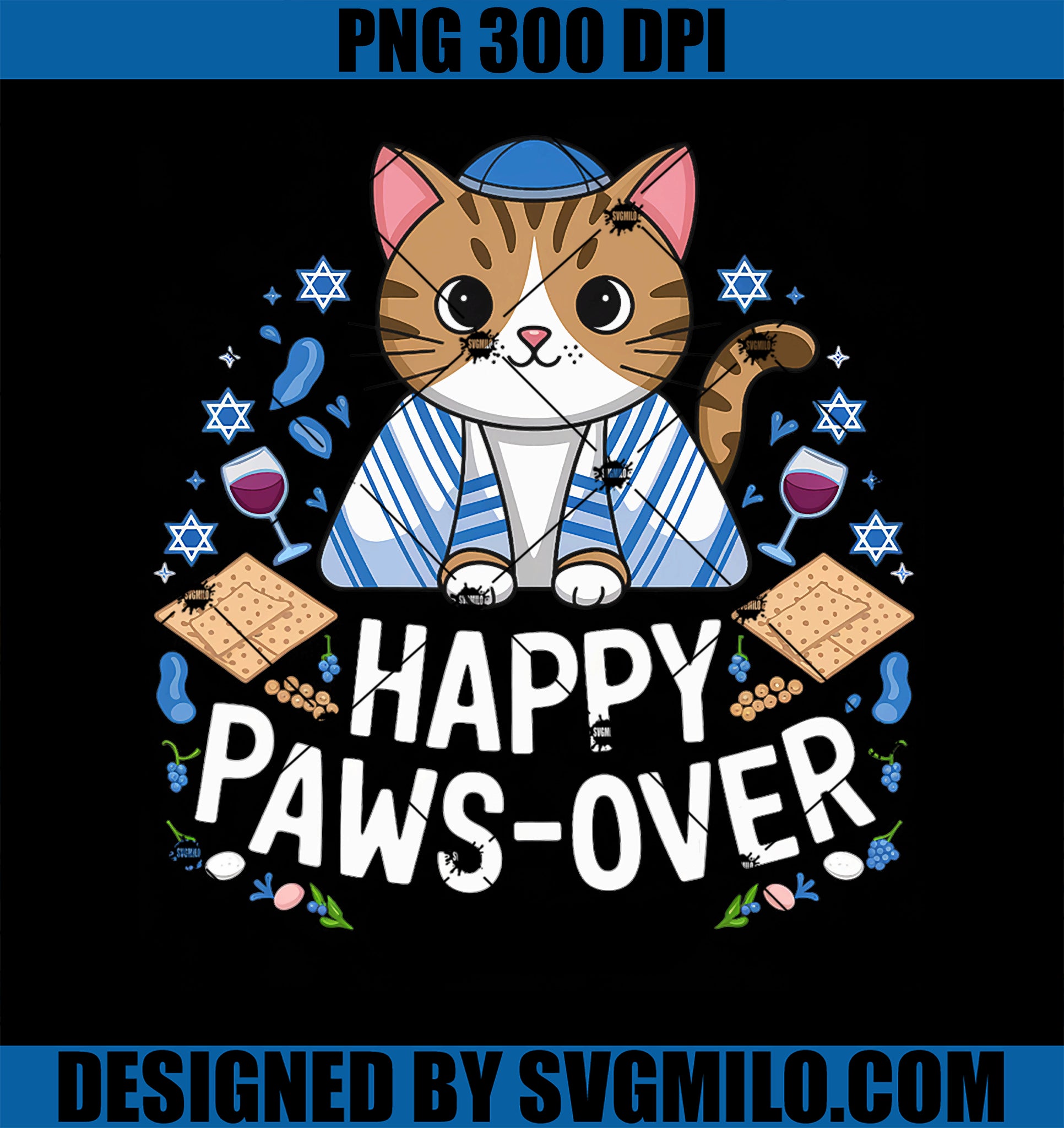 Happy Pawsover Cat Lover PNG, Funny Cat Passover Seder Jewish PNG