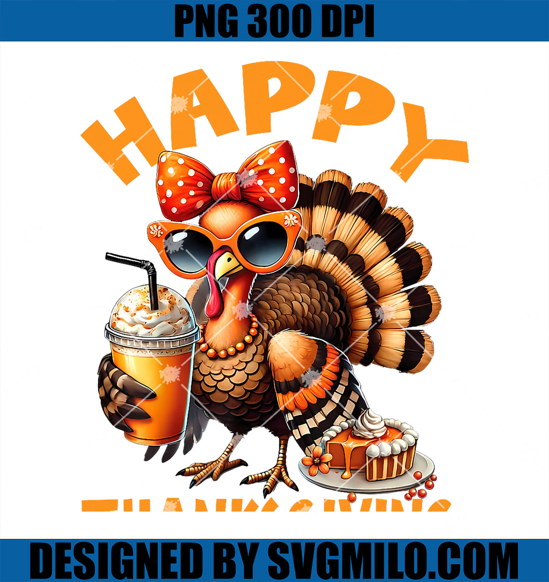 HappyThanksgivingPNG_CoquetteTurkeyDrinkingPumpkinSpicePNGcopy ...