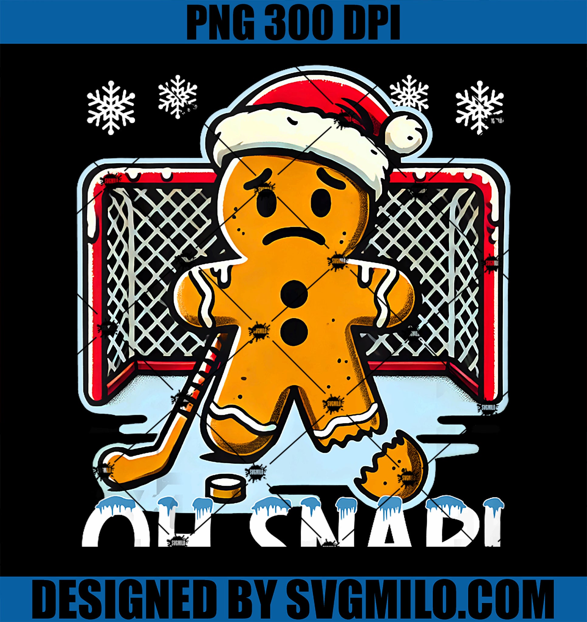 Hockey Goalie Gingerbread Man PNG, Funny Christmas Oh Snap Cookie PNG