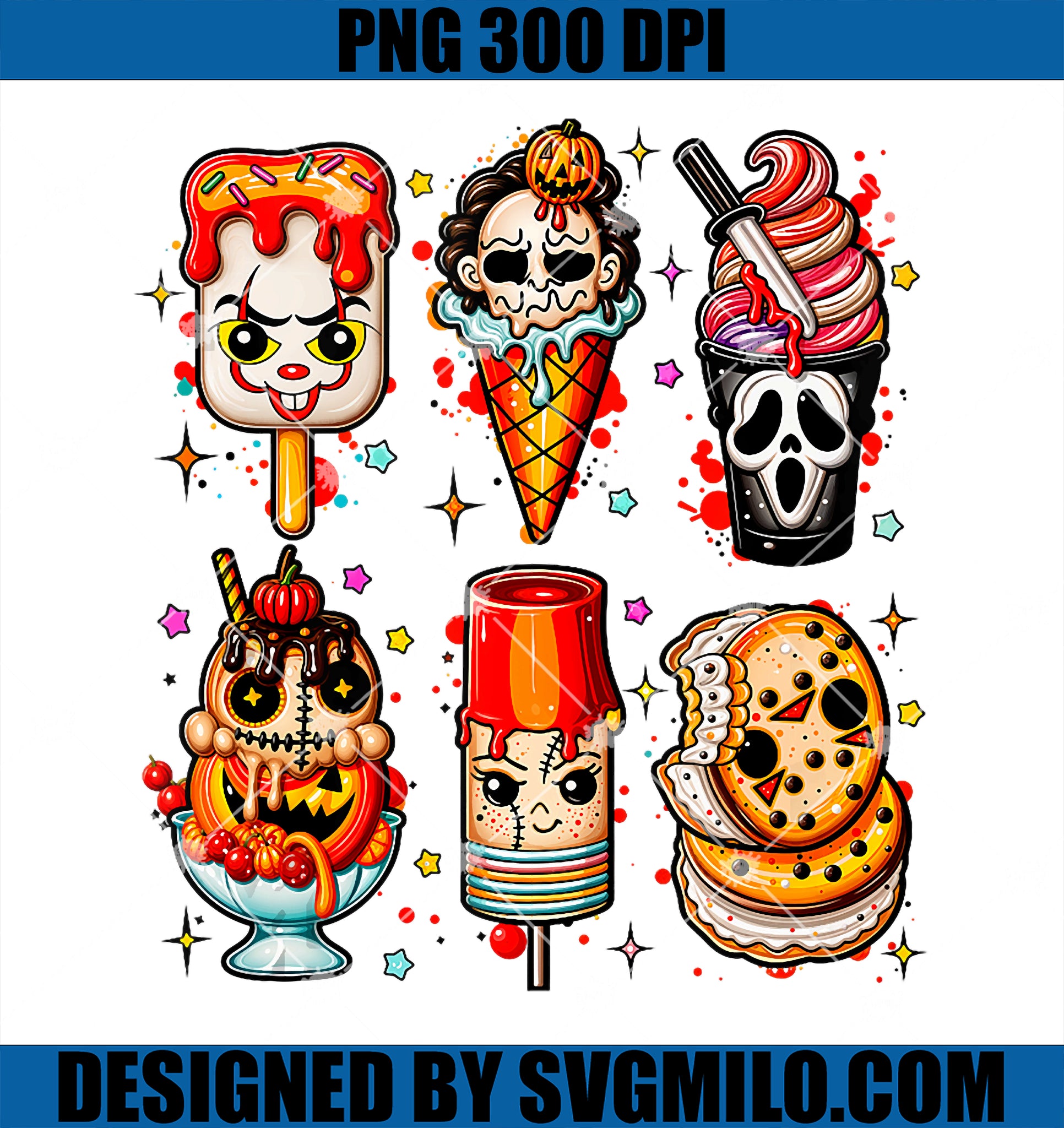 Horror Movie Summer Popsicle PNG, Halloween Ice Cream Summerween PNG