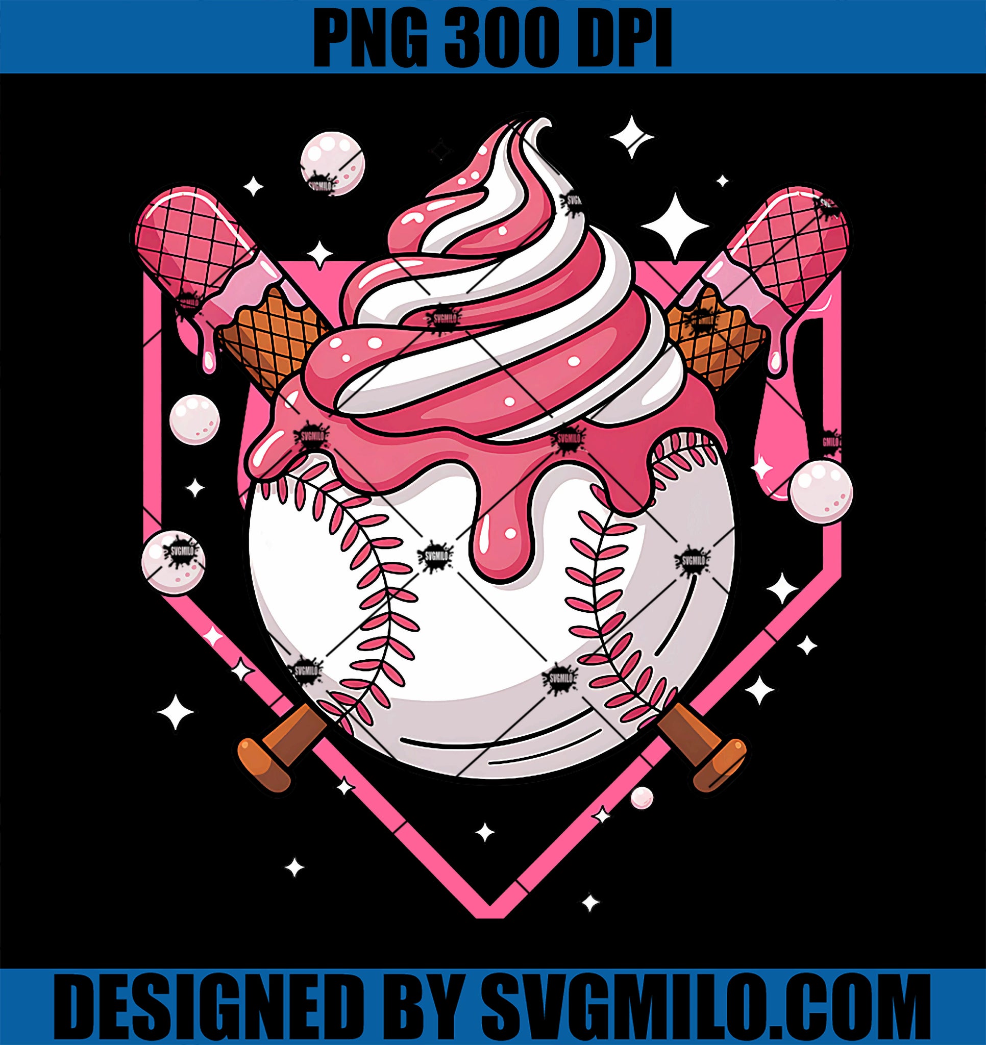 Ice Cream Drip Basebal PNG, l Atuff Stuff Baseball PNG