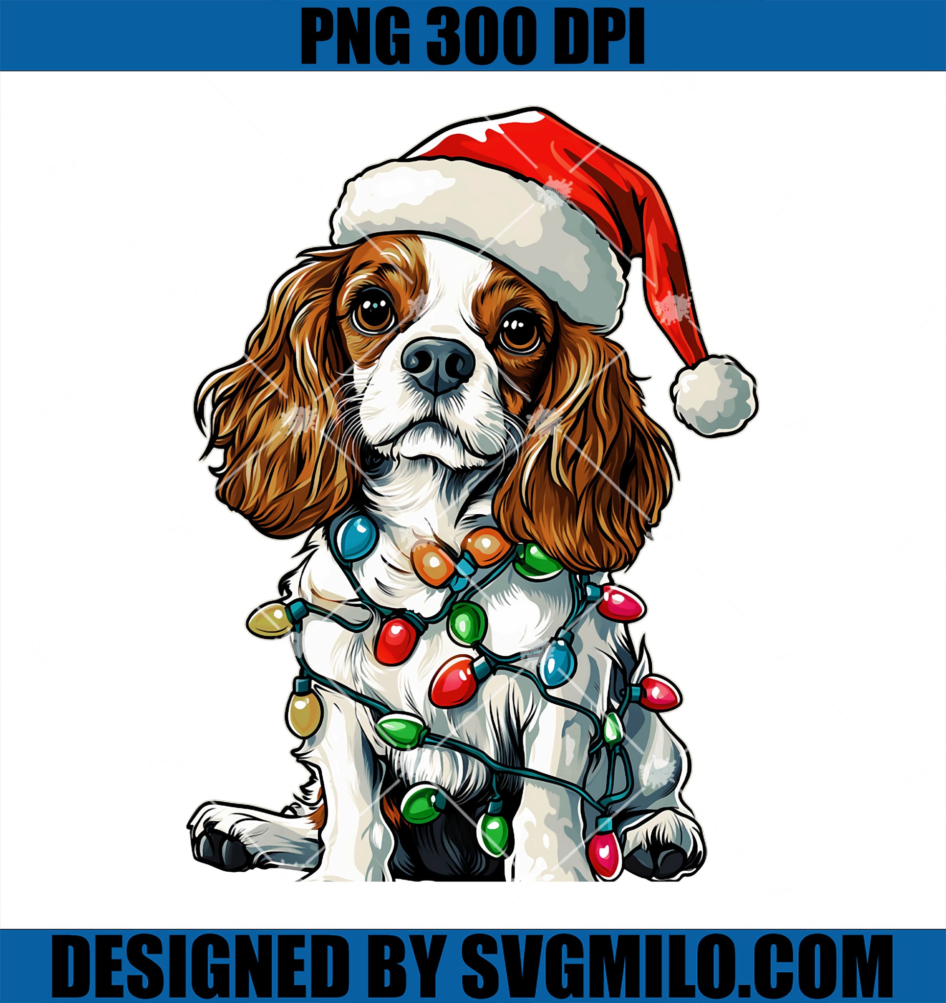 King Charles Cavalier Dog PNG, Christmas Hat Xmas PNG